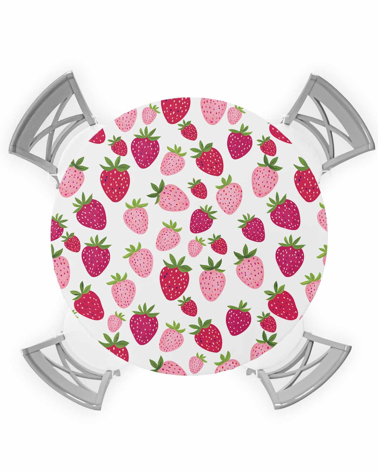 nqOlkjepod Red Pink Strawberry Round Tablecloth, Fitted Table Cover ...