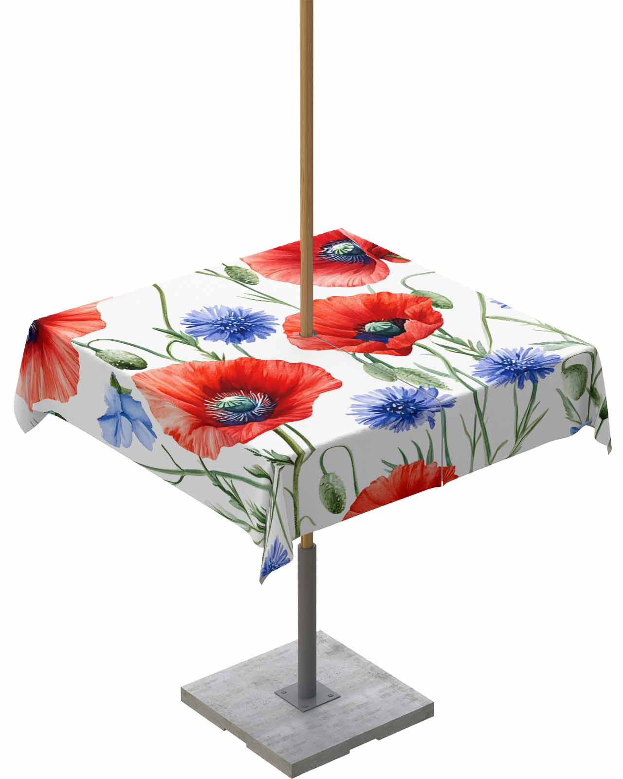 nqOlkjepod Red Poppy Floral Outdoor Tablecloth with Umbrella Hole ...