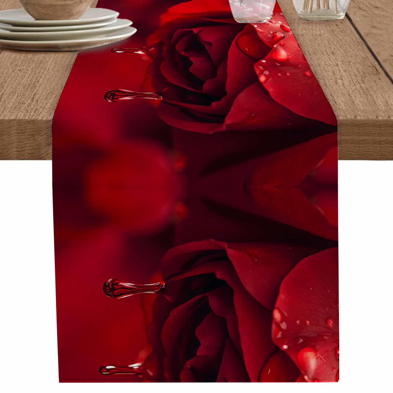nqOlkjepod Red Rose Table Runner 72 Inches Long Farmhouse Dress Scarves ...