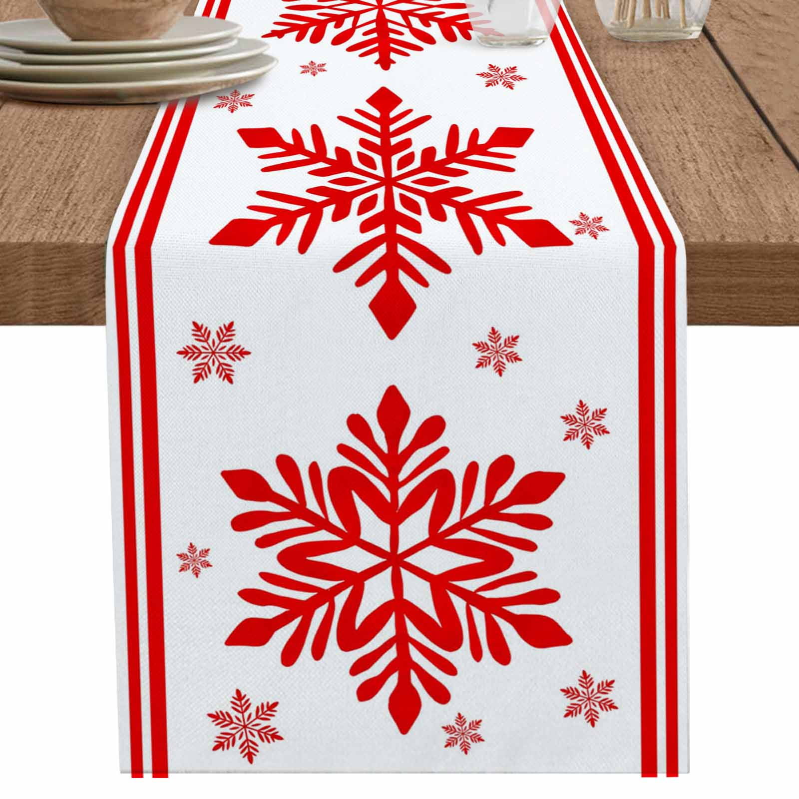 nqOlkjepod Red Snowflake Christmas Table Runner 90 Inches Long ...