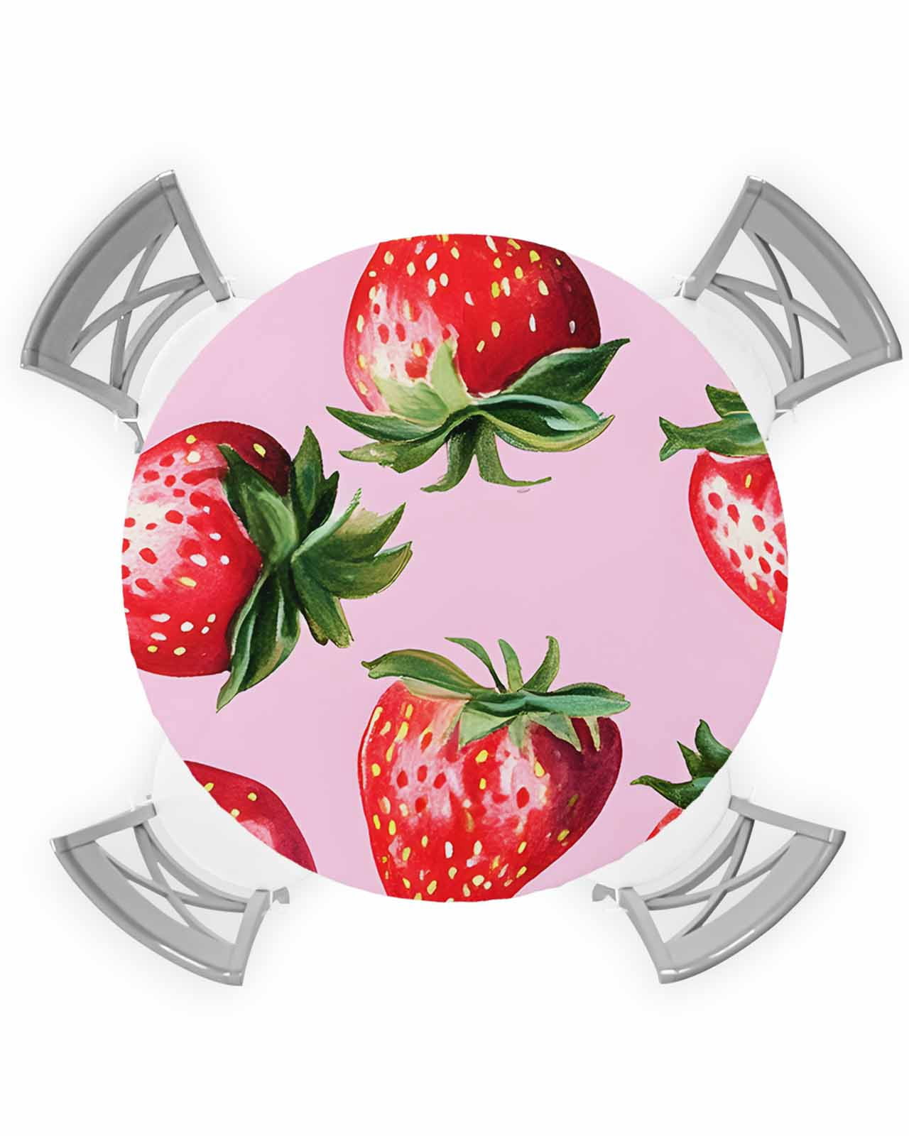 nqOlkjepod Red Strawberry Round Tablecloth, Fitted Table Cover with ...