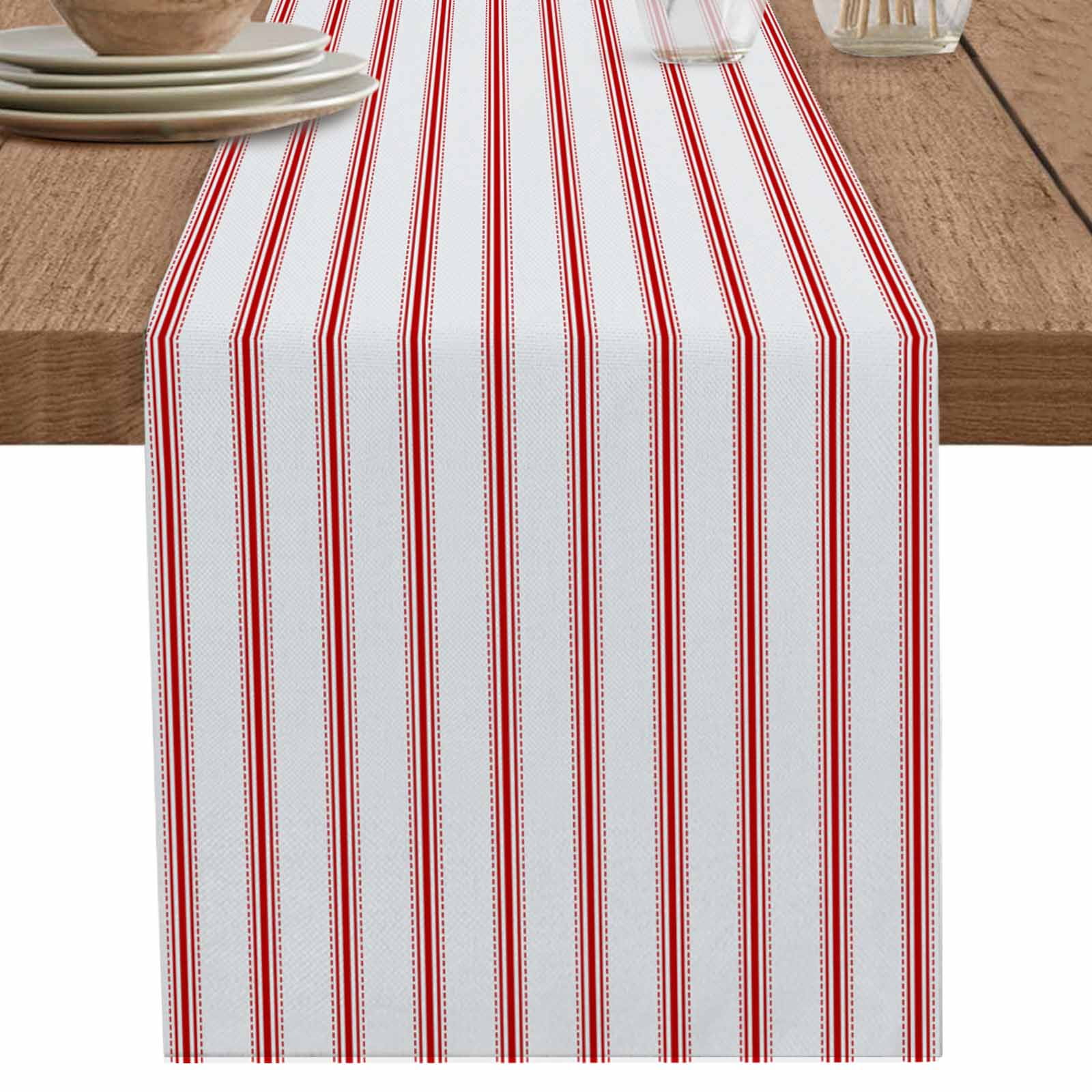 nqOlkjepod Red Striped Table Runner 120 Inches Long Farmhouse Dress ...