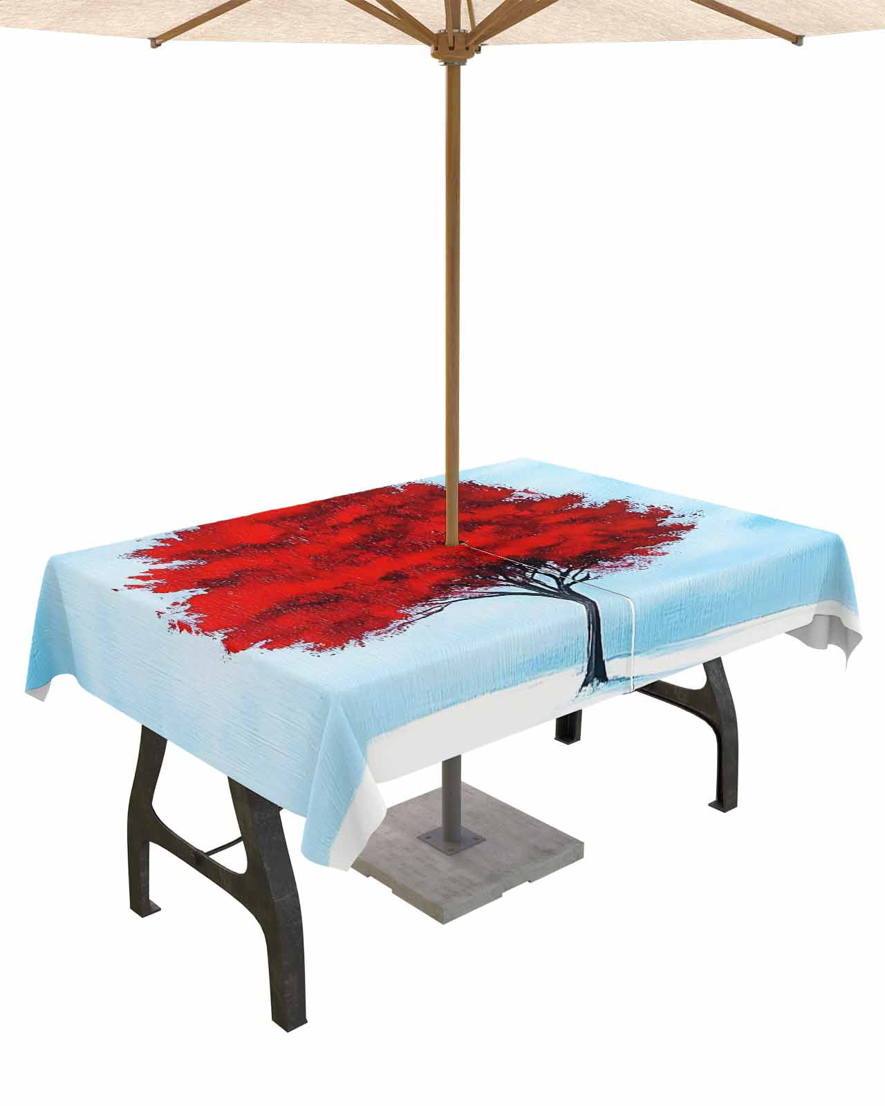 nqOlkjepod Red Tree Outdoor Tablecloth with Umbrella Hole & Zipper ...