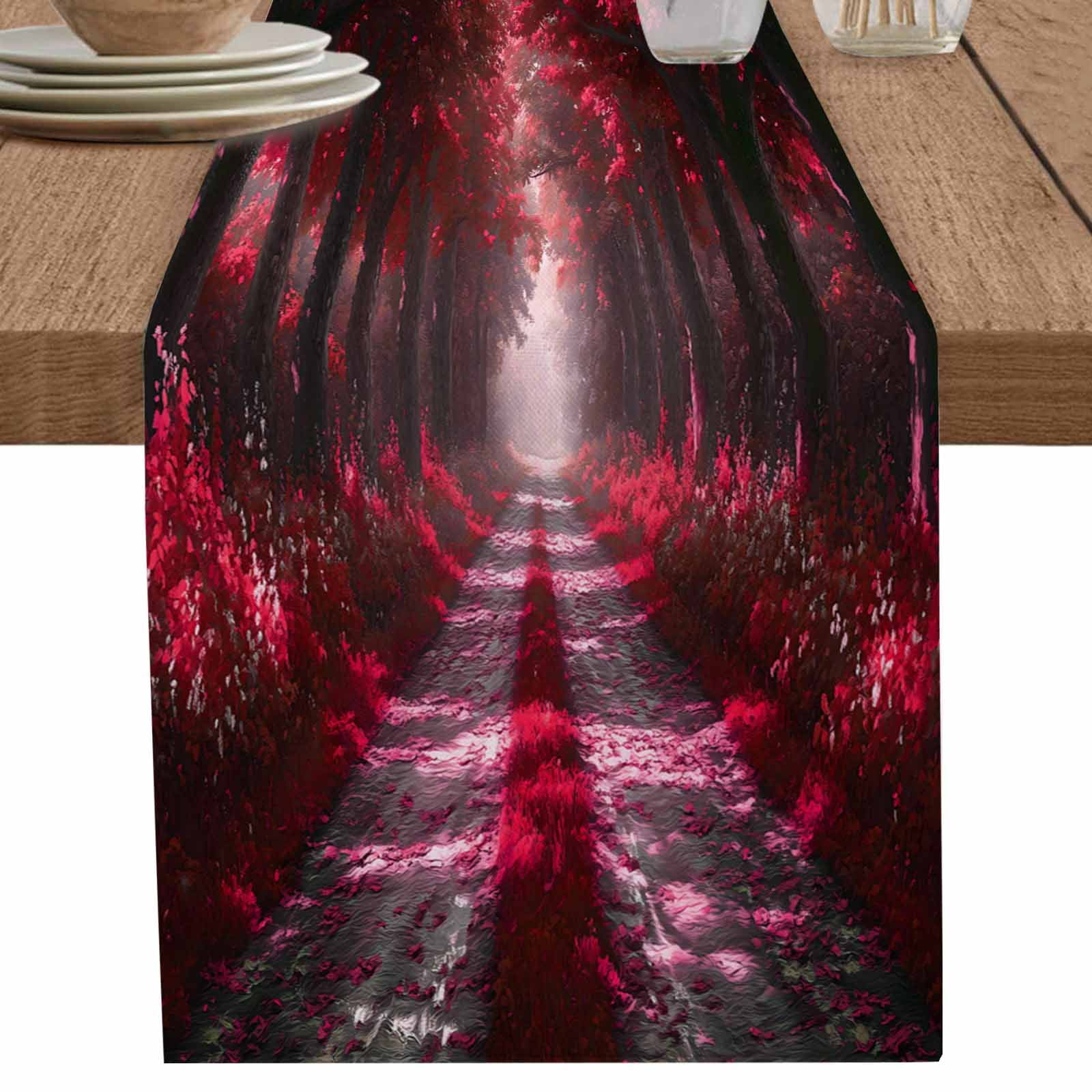nqOlkjepod Red Trees Table Runner 72 Inches Long Farmhouse Dress ...