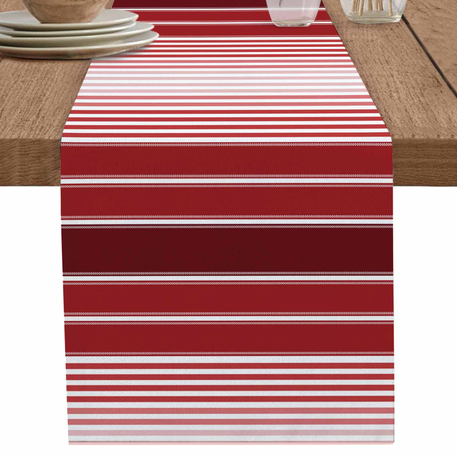 nqOlkjepod Red Vertical Striped Table Runner 72 Inches Long Farmhouse ...