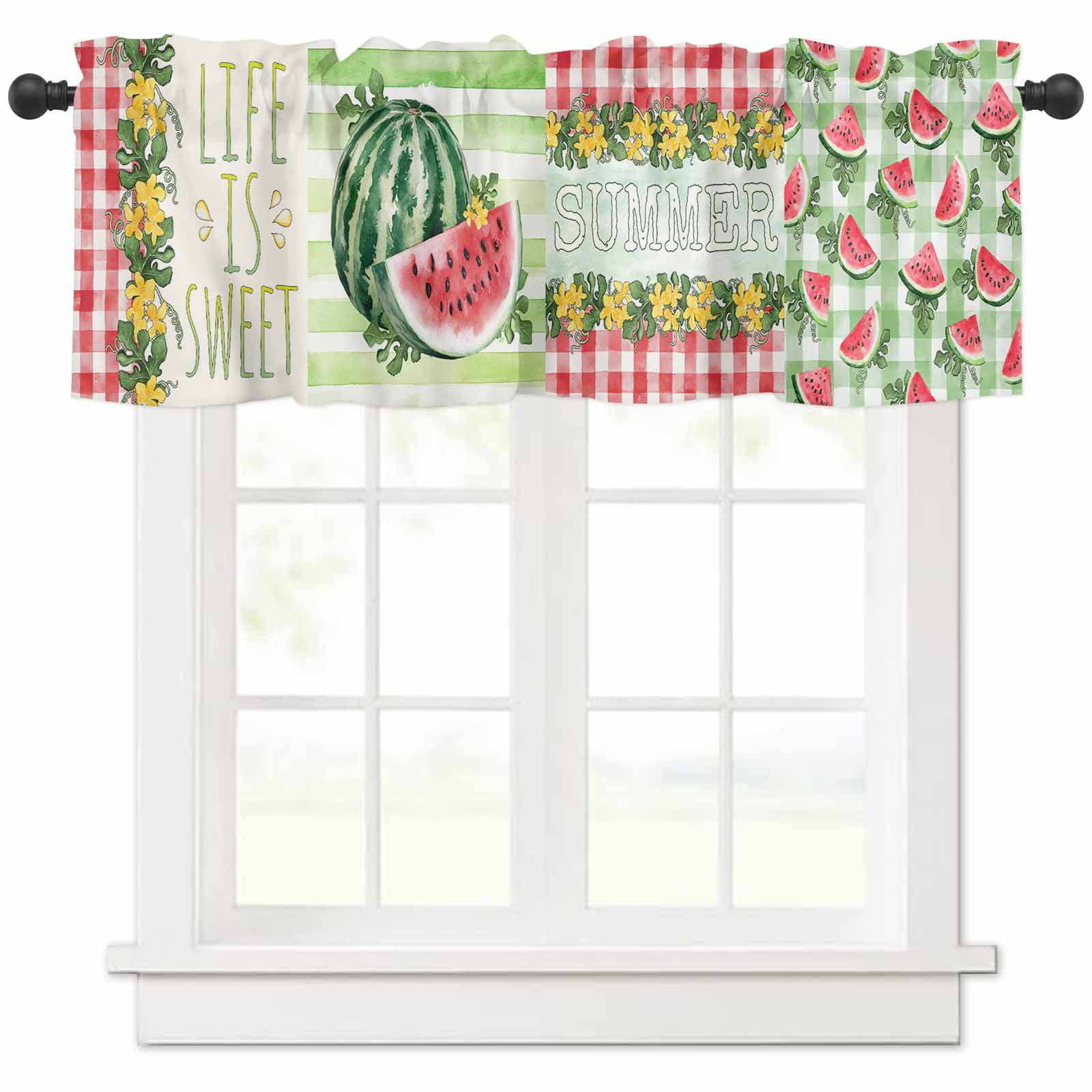 nqOlkjepod Red Watermelon Farmhouse Short Window Curtain Valances ...