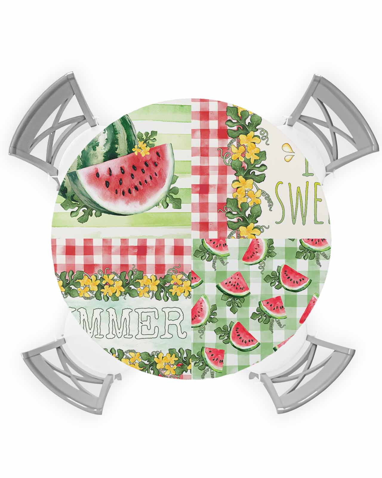 nqOlkjepod Red Watermelon Round Tablecloth, Fitted Table Cover with ...