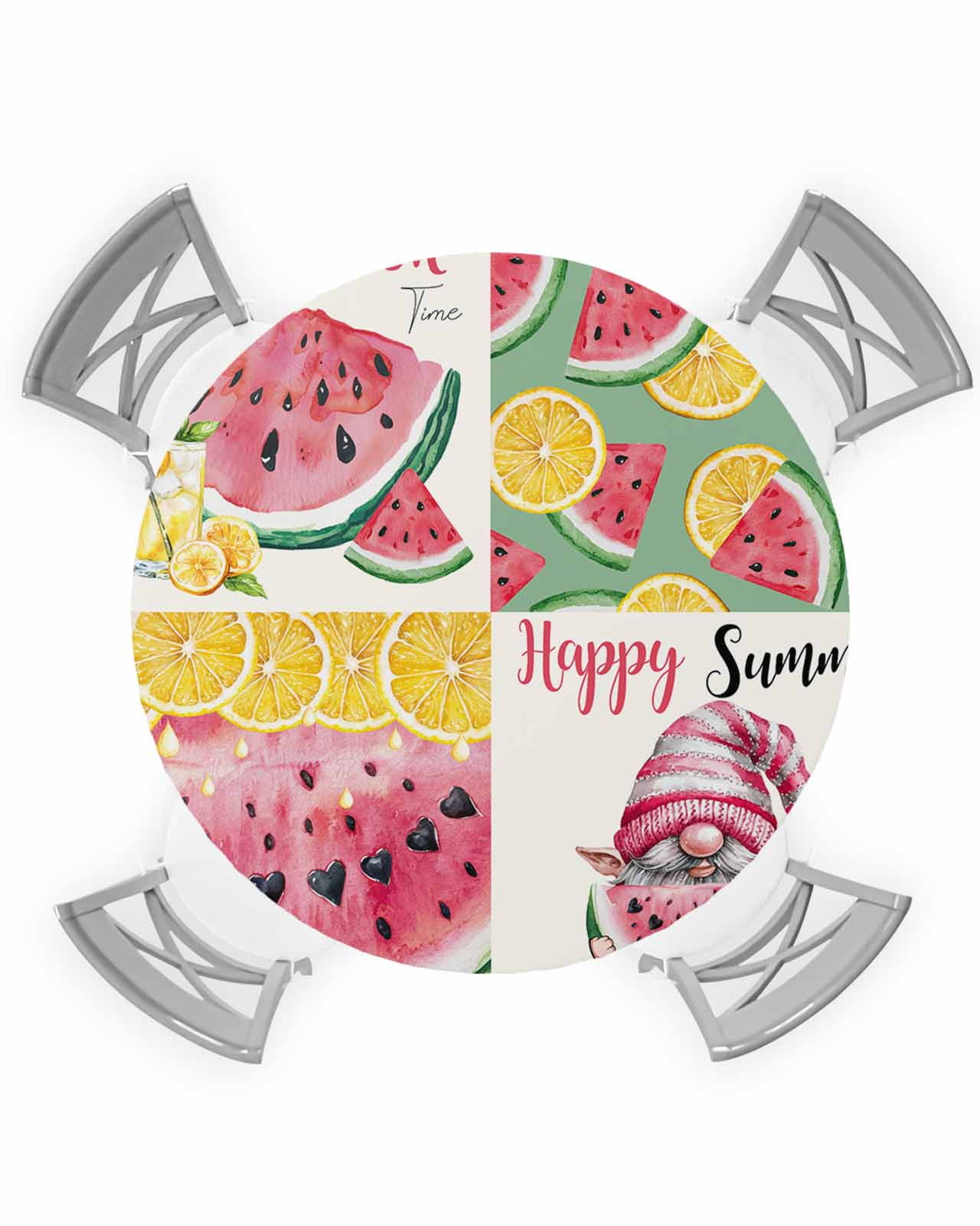 nqOlkjepod Red Watermelon Round Tablecloth, Fitted Table Cover with ...