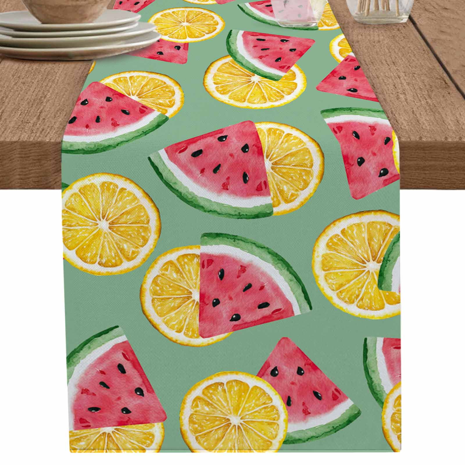 nqOlkjepod Red Watermelon Table Runner 108 Inches Long Farmhouse Dress Scarves, Lemon Summer ...