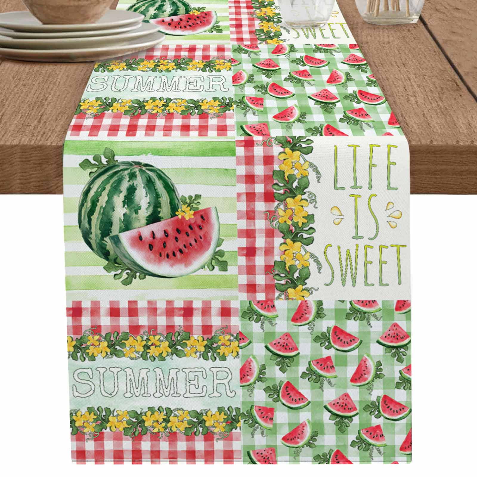 nqOlkjepod Red Watermelon Table Runner 120 Inches Long Farmhouse Dress ...