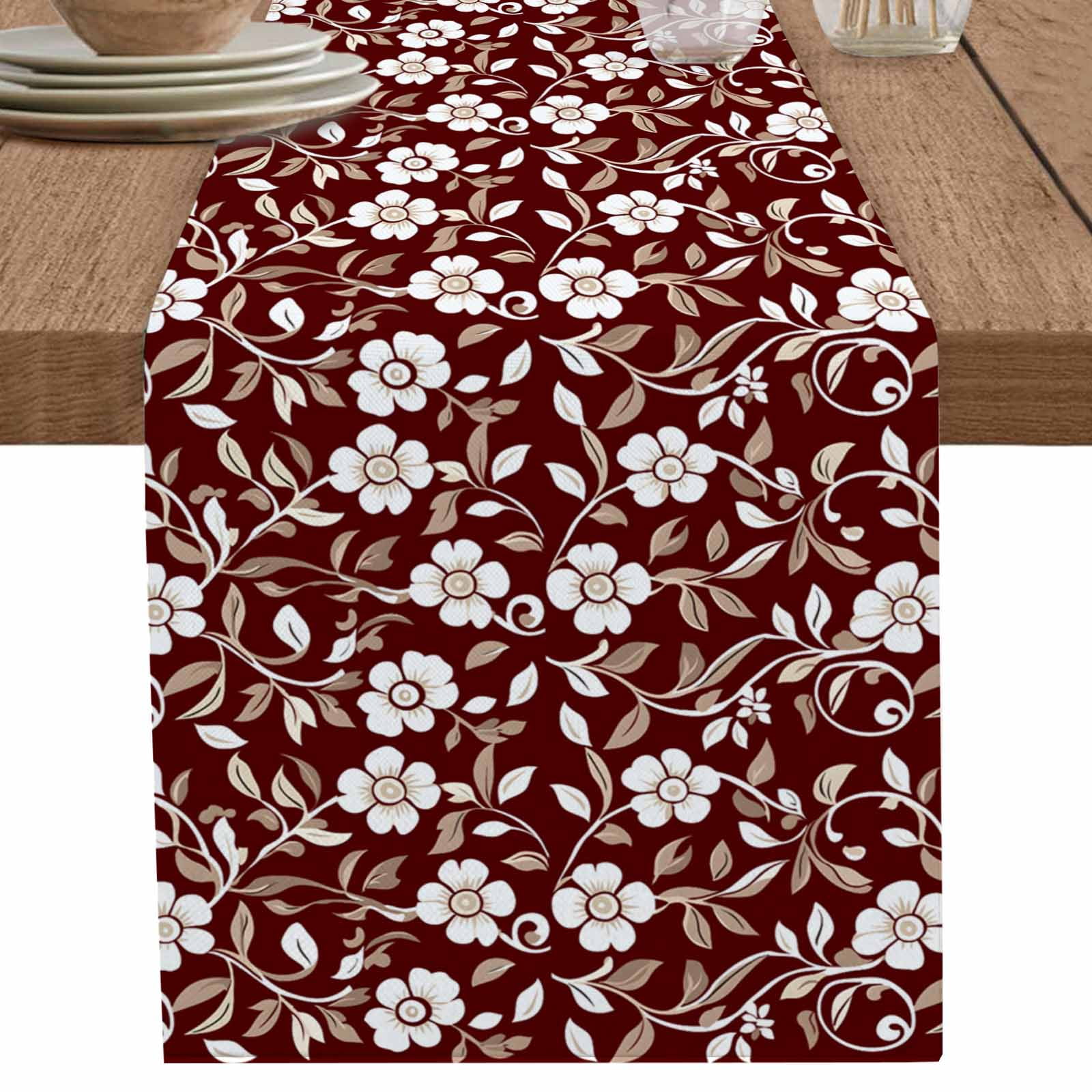 nqOlkjepod Red White Floral Table Runner 72 Inches Long Farmhouse Dress ...