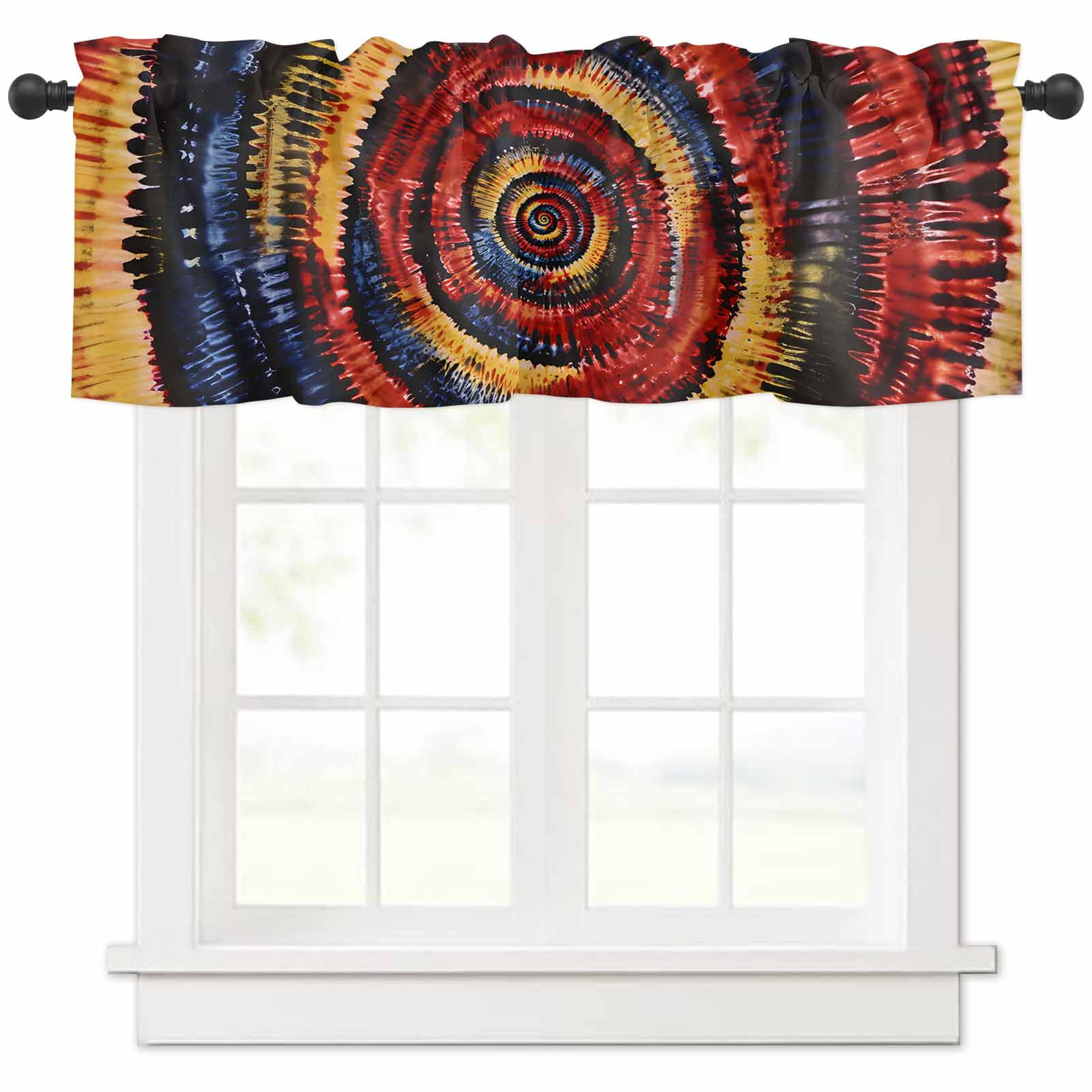 nqOlkjepod Red Yellow Blue Farmhouse Short Window Curtain Valances ...