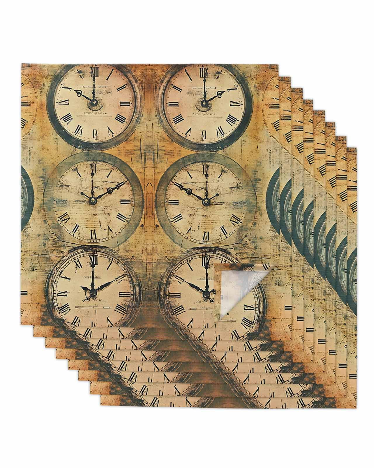 nqOlkjepod Retro Clock Cloth Napkins Set of 8 Reusable Dinner Napkins ...