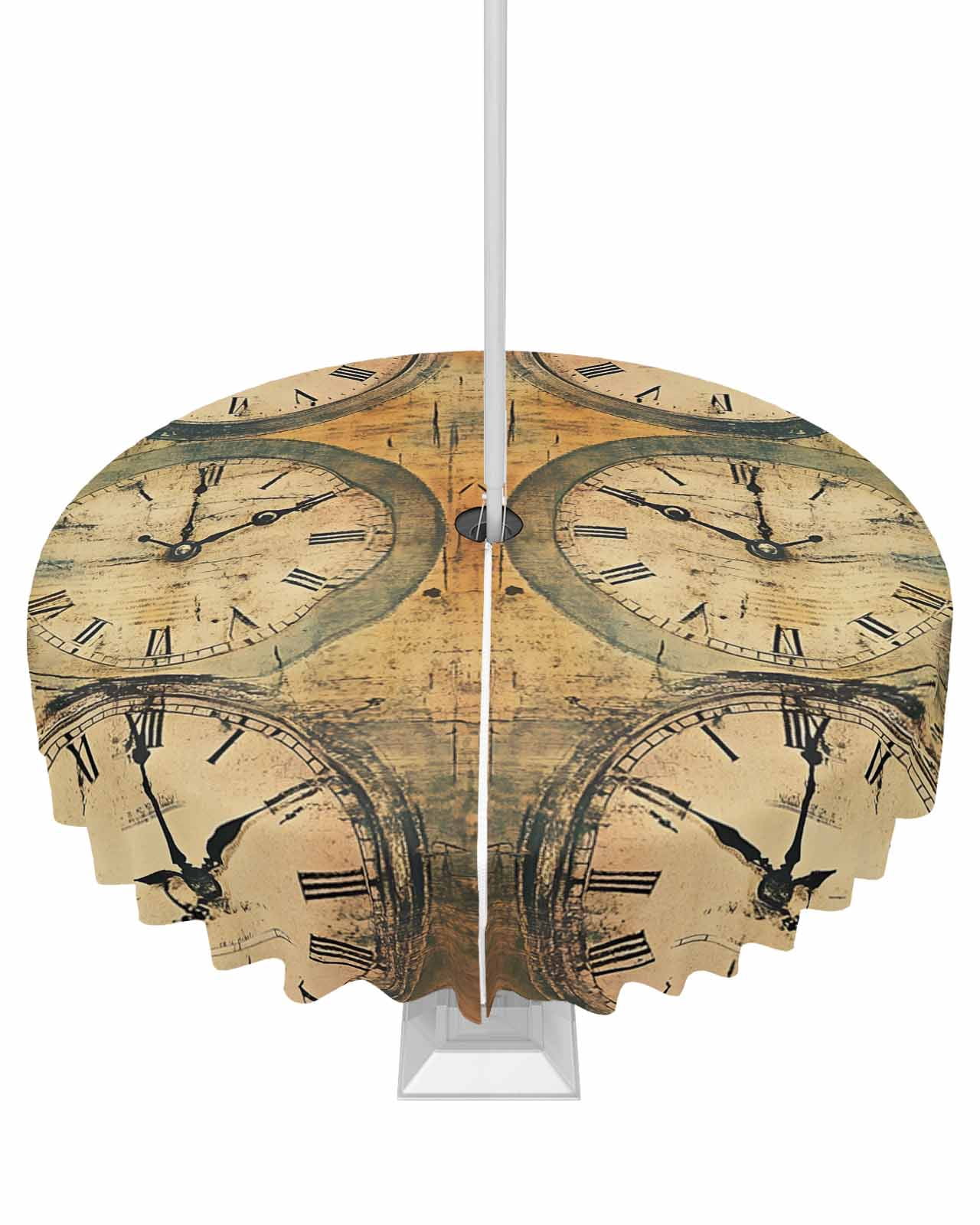 nqOlkjepod Retro Clock Outdoor Tablecloth with Umbrella Hole & Zipper ...