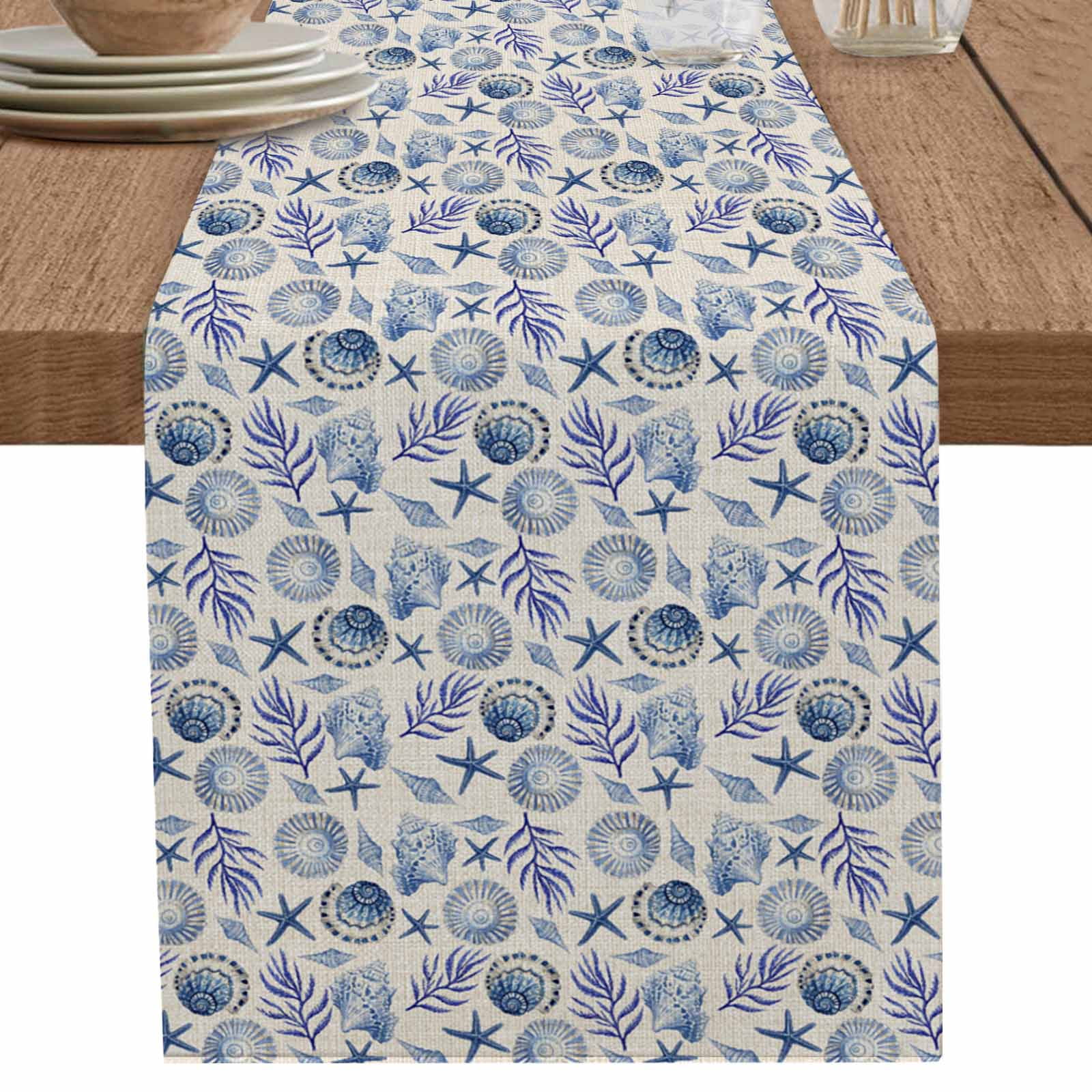 nqOlkjepod Retro Ocean Starfish Table Runner 72 Inches Long Farmhouse ...