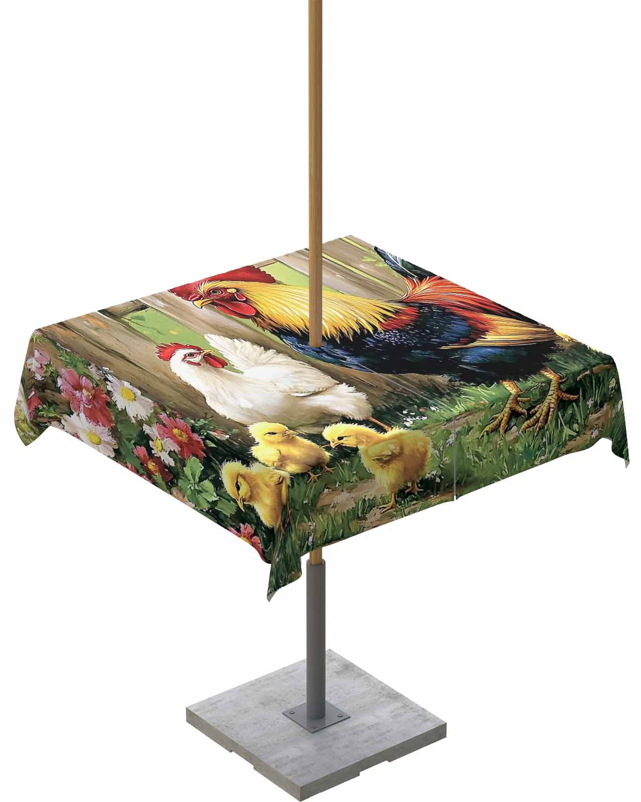nqOlkjepod Retro Rooster Outdoor Tablecloth with Umbrella Hole & Zipper ...