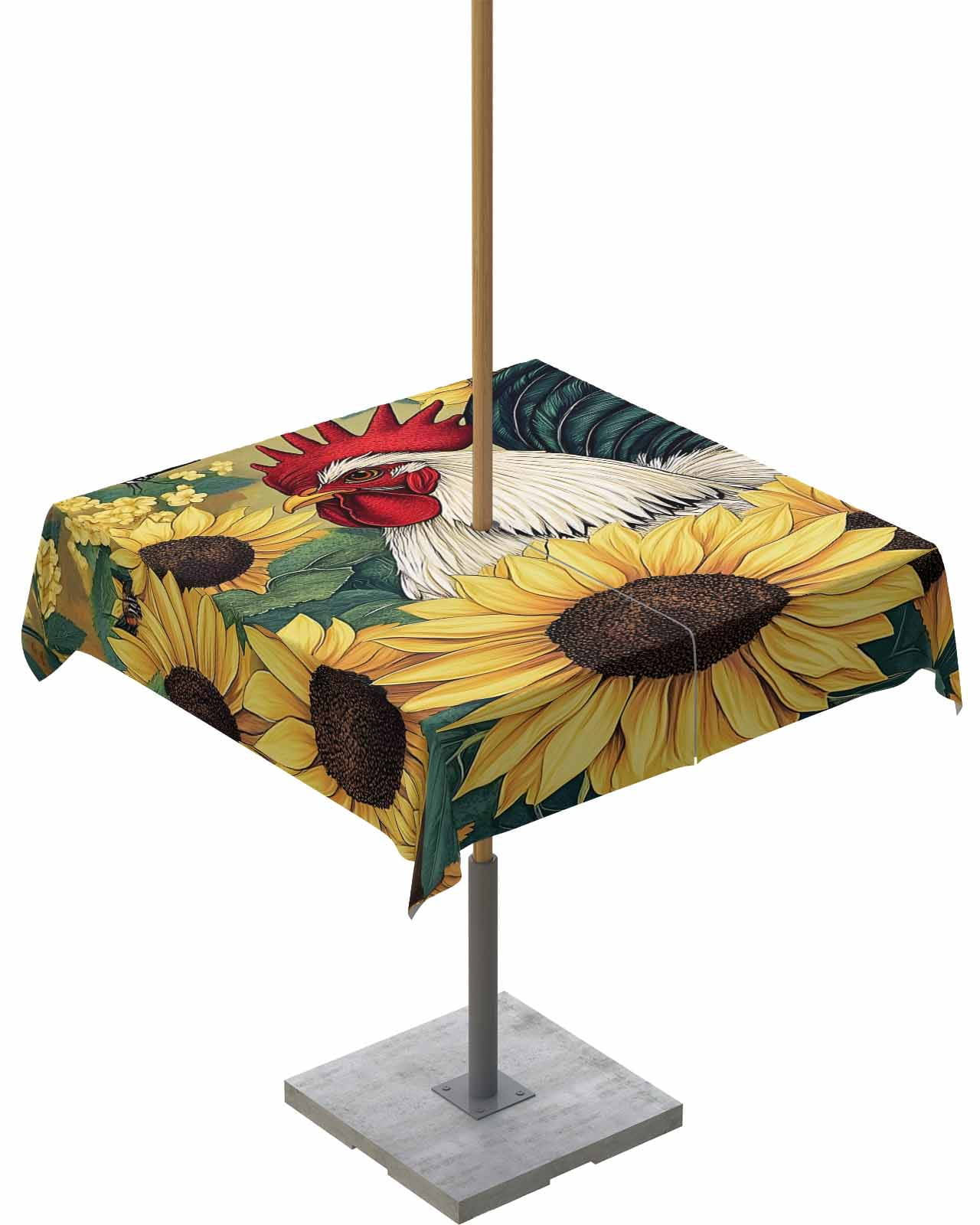 nqOlkjepod Retro Rooster Outdoor Tablecloth with Umbrella Hole & Zipper ...