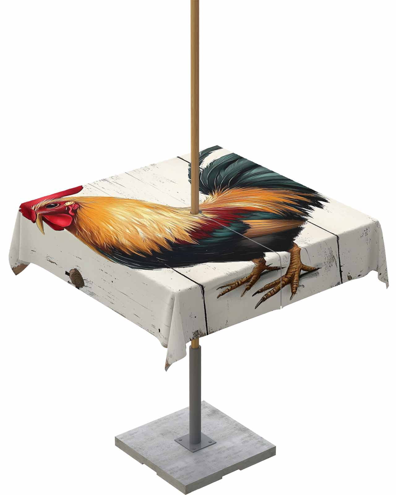 nqOlkjepod Retro Rooster Outdoor Tablecloth with Umbrella Hole & Zipper ...