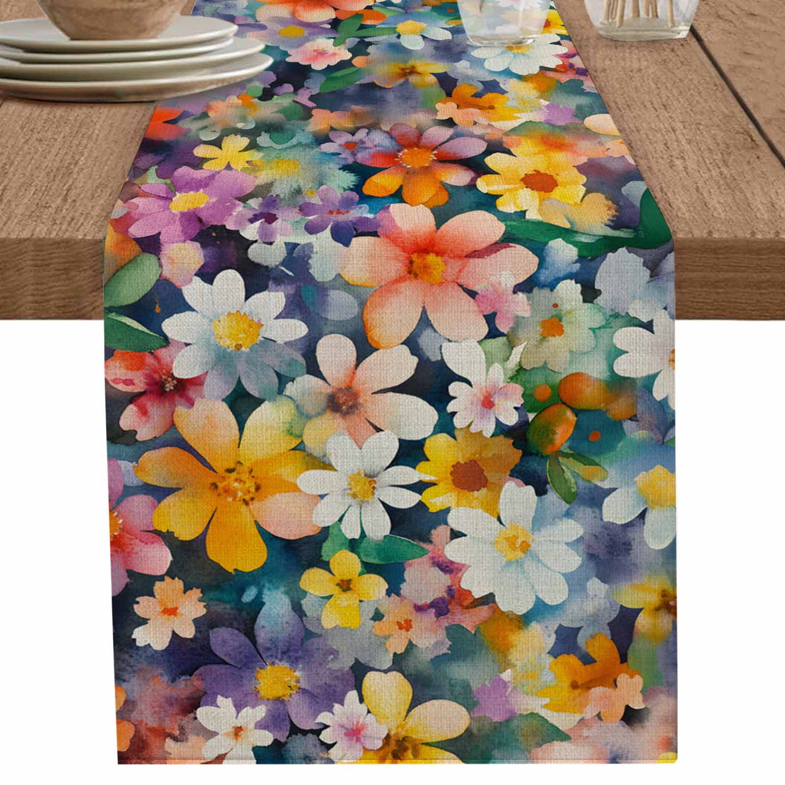 nqOlkjepod Retro Spring Wildflowers Table Runner 120 Inches Long ...