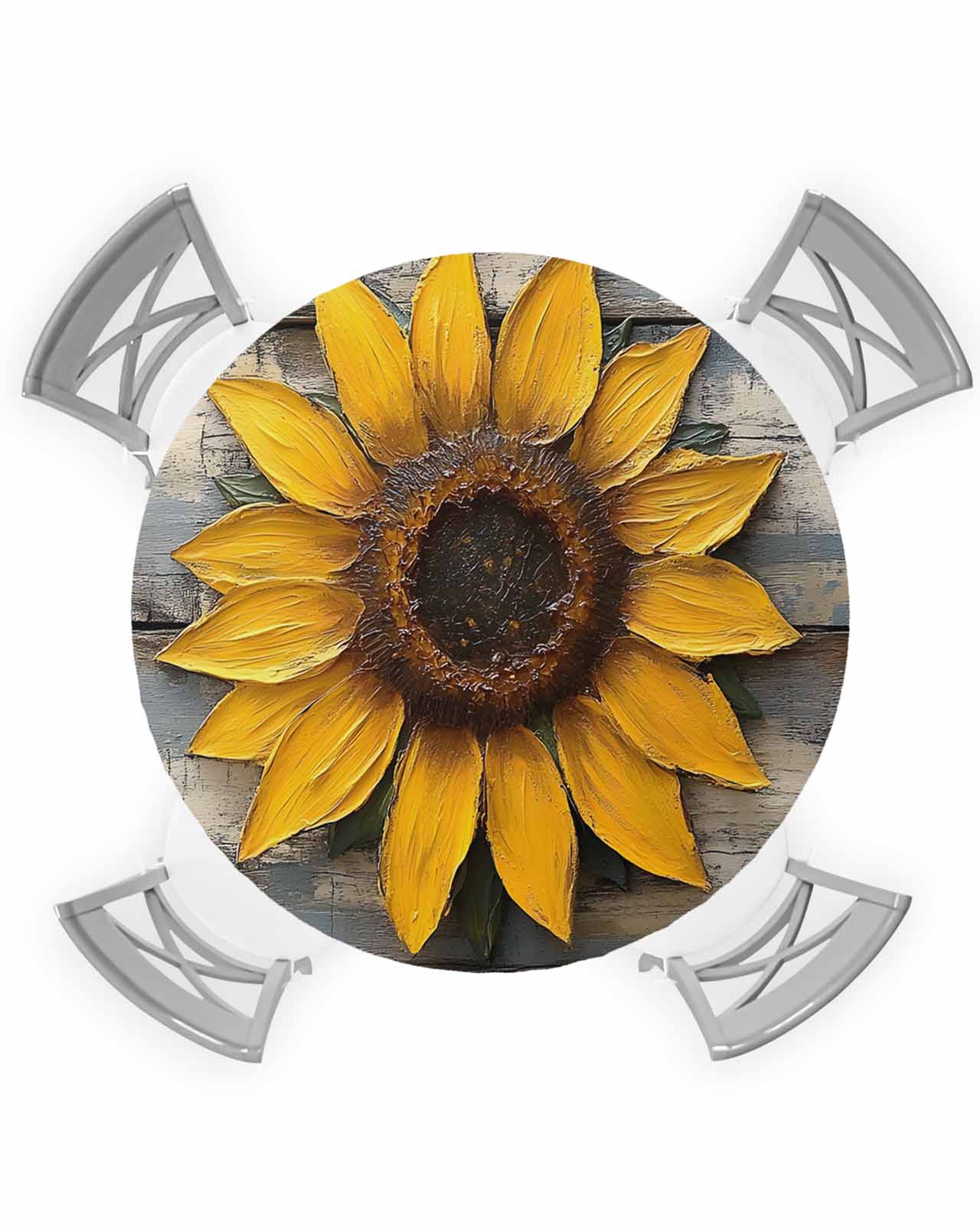 nqOlkjepod Retro Sunflower Round Tablecloth, Fitted Table Cover with ...