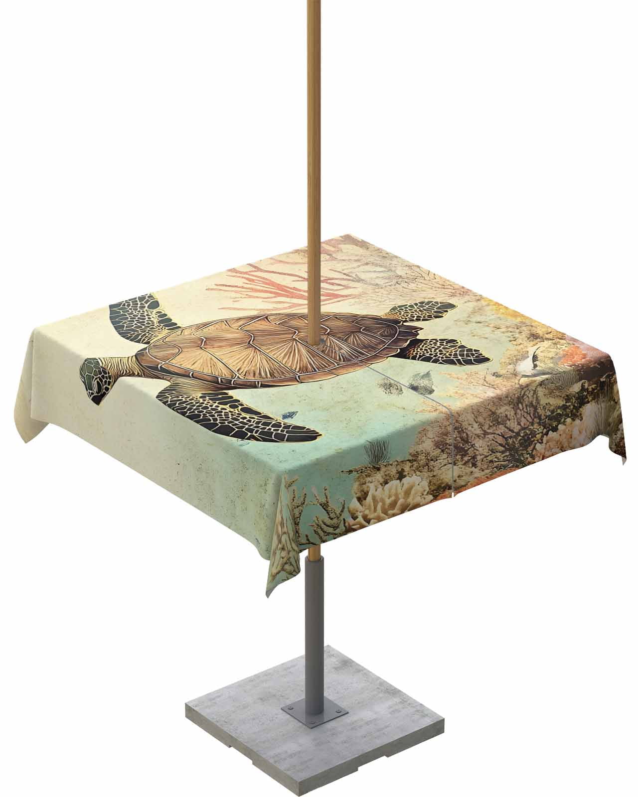 nqOlkjepod Retro Turtle Outdoor Tablecloth with Umbrella Hole & Zipper ...