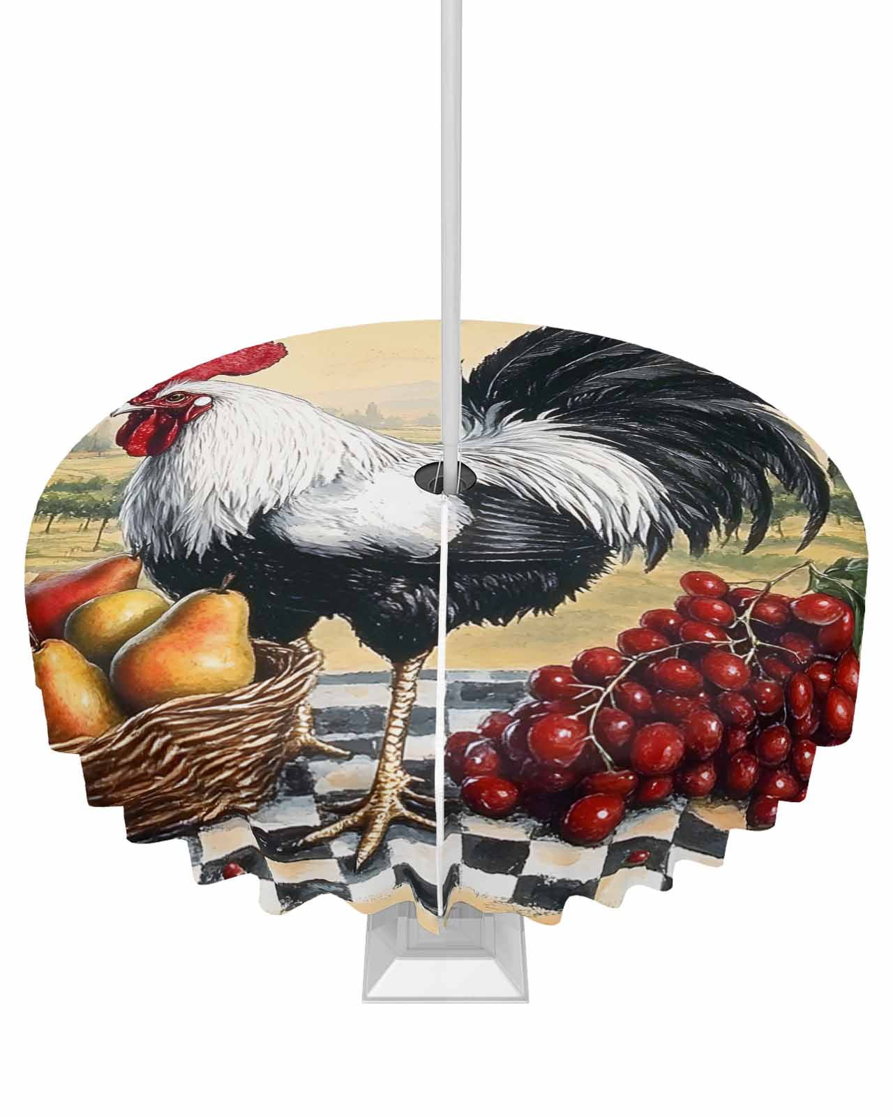 nqOlkjepod Rooster Outdoor Tablecloth with Umbrella Hole & Zipper ...