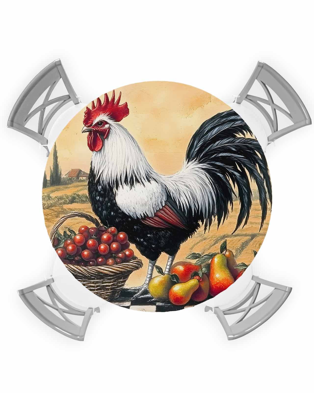nqOlkjepod Rooster Round Tablecloth, Fitted Table Cover with Elastic ...