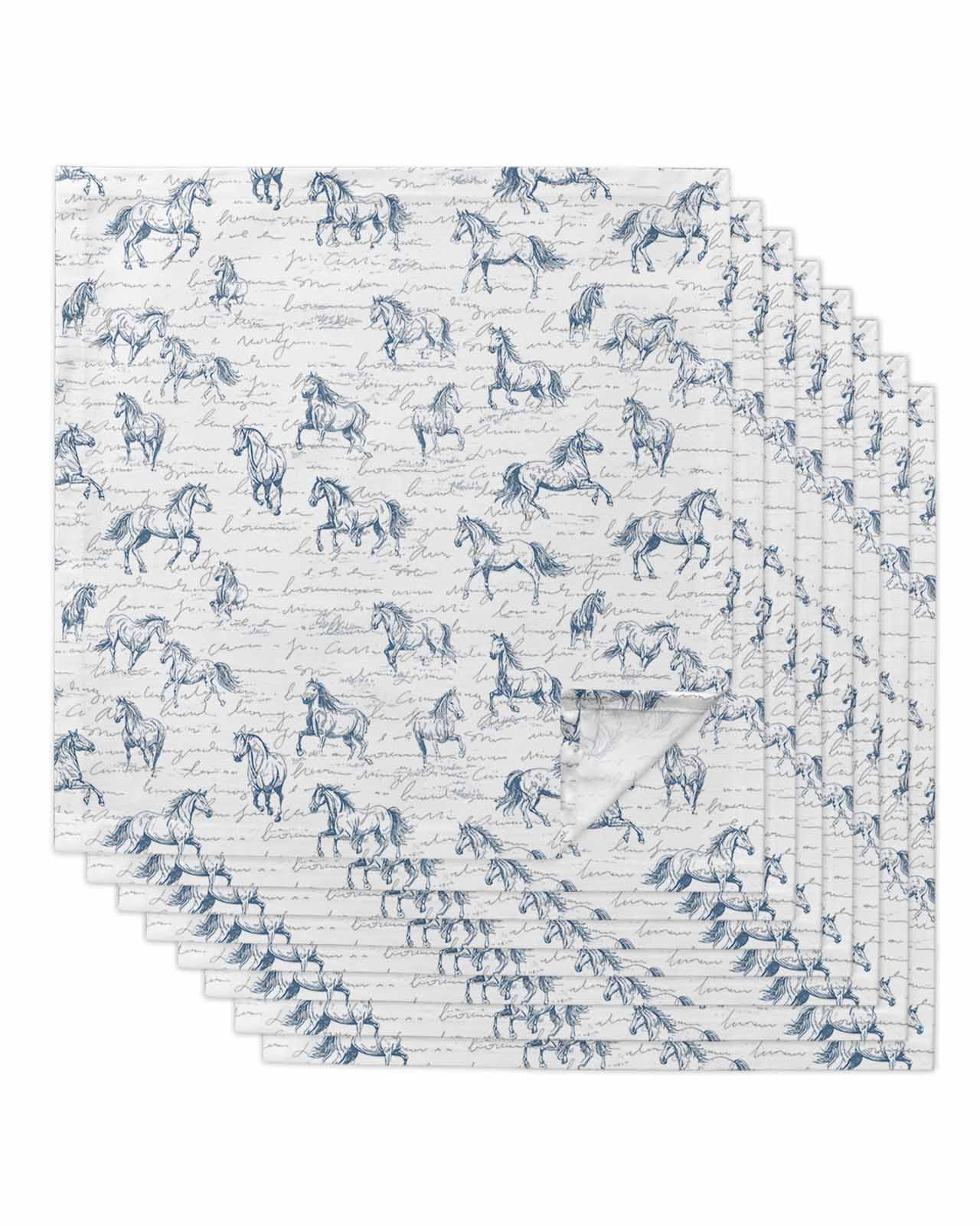 nqOlkjepod Running Horse Cloth Napkins Set of 8 Reusable Dinner Napkins ...