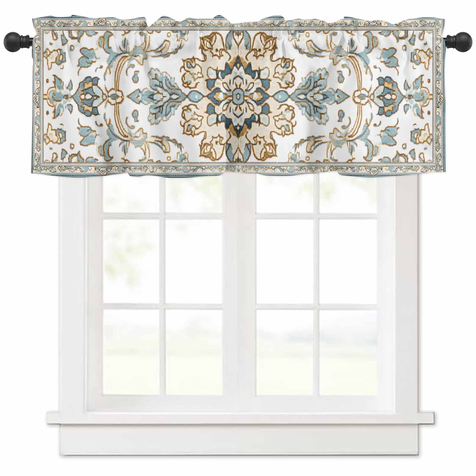 nqOlkjepod Rustic Aztec Farmhouse Short Window Curtain Valances ...