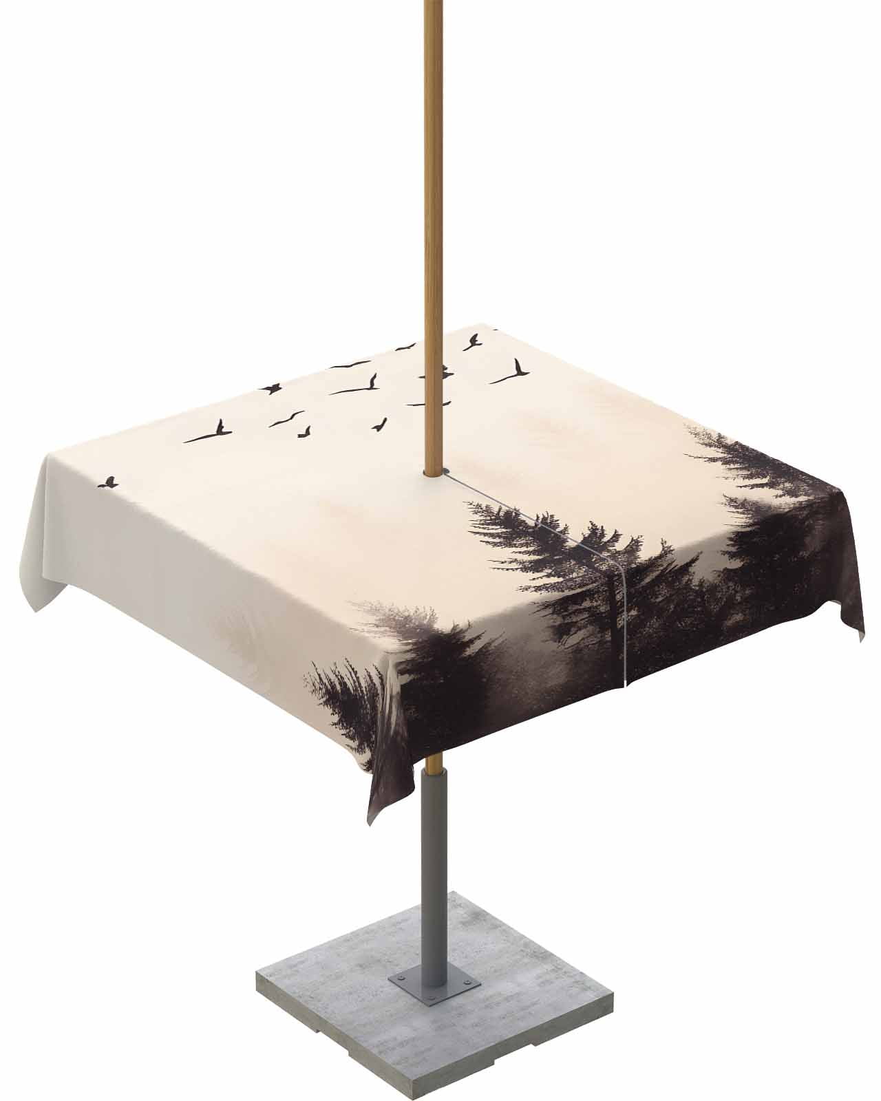 nqOlkjepod Rustic Mist Forest Outdoor Tablecloth with Umbrella Hole ...