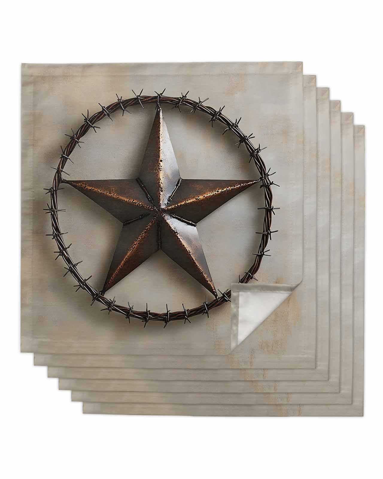 nqOlkjepod Rustic Star Brown Cloth Napkins Set of 6 Reusable Dinner ...