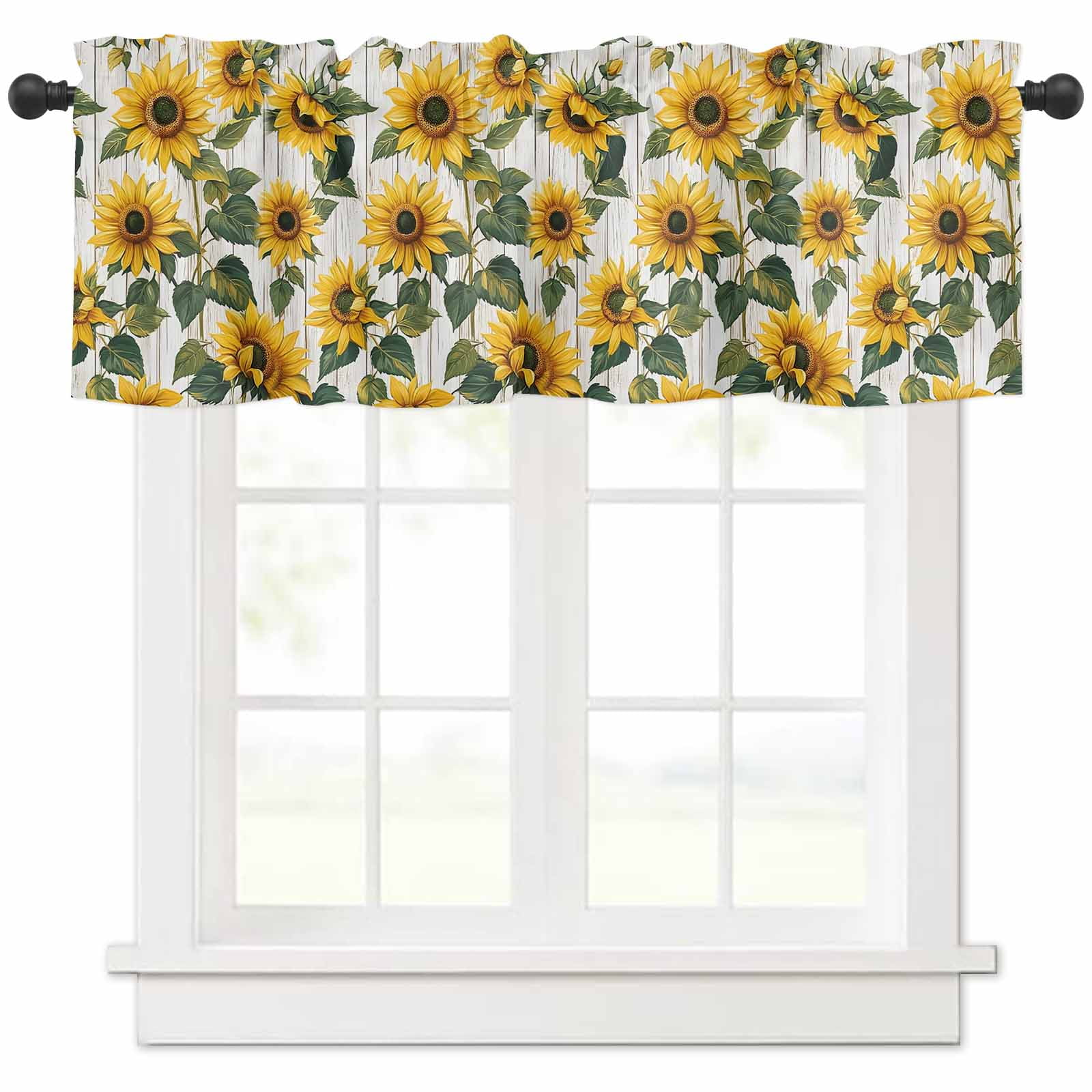 nqOlkjepod Rustic Sunflowers Farmhouse Short Window Curtain Valances ...