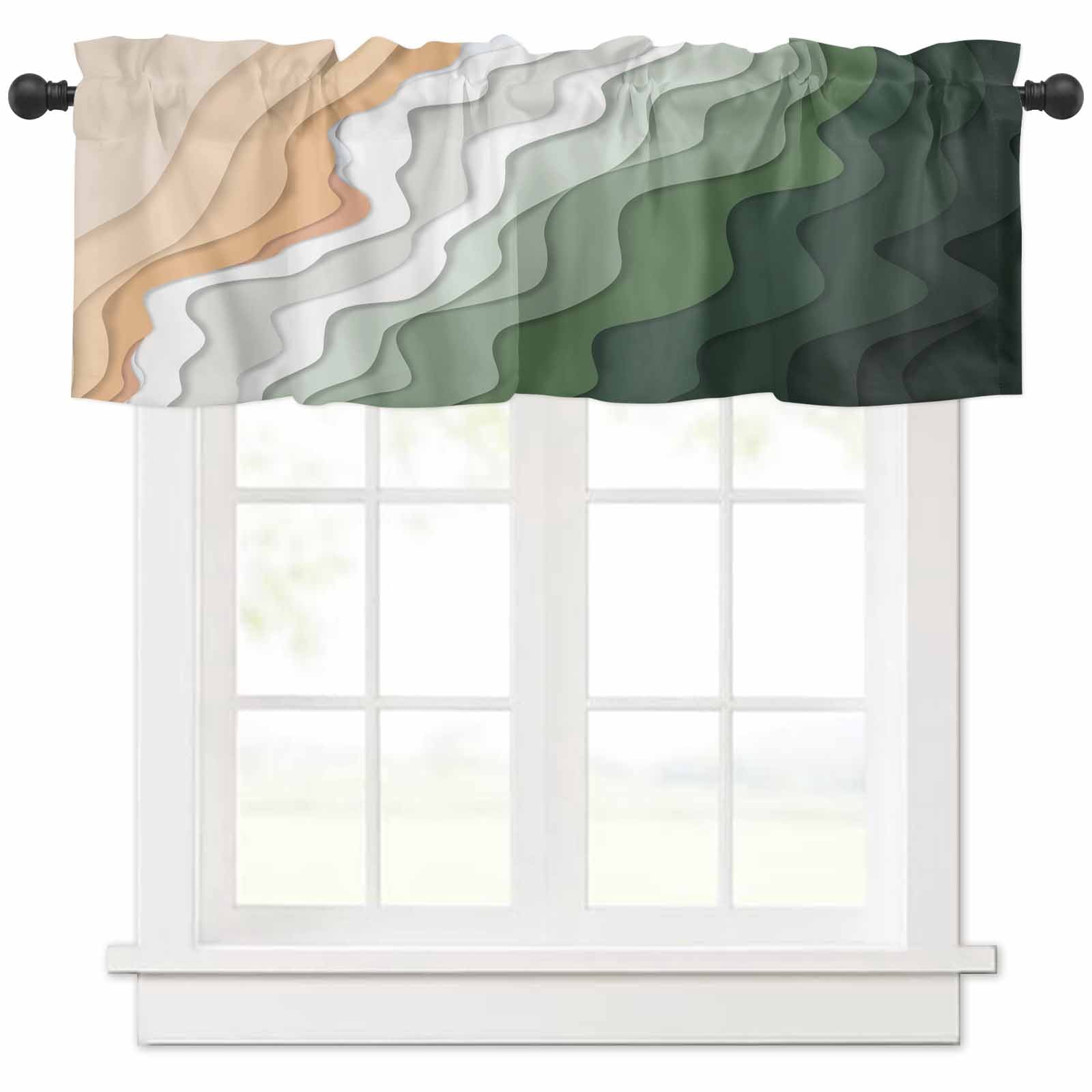 nqOlkjepod Sage Green Beach Farmhouse Short Window Curtain Valances ...