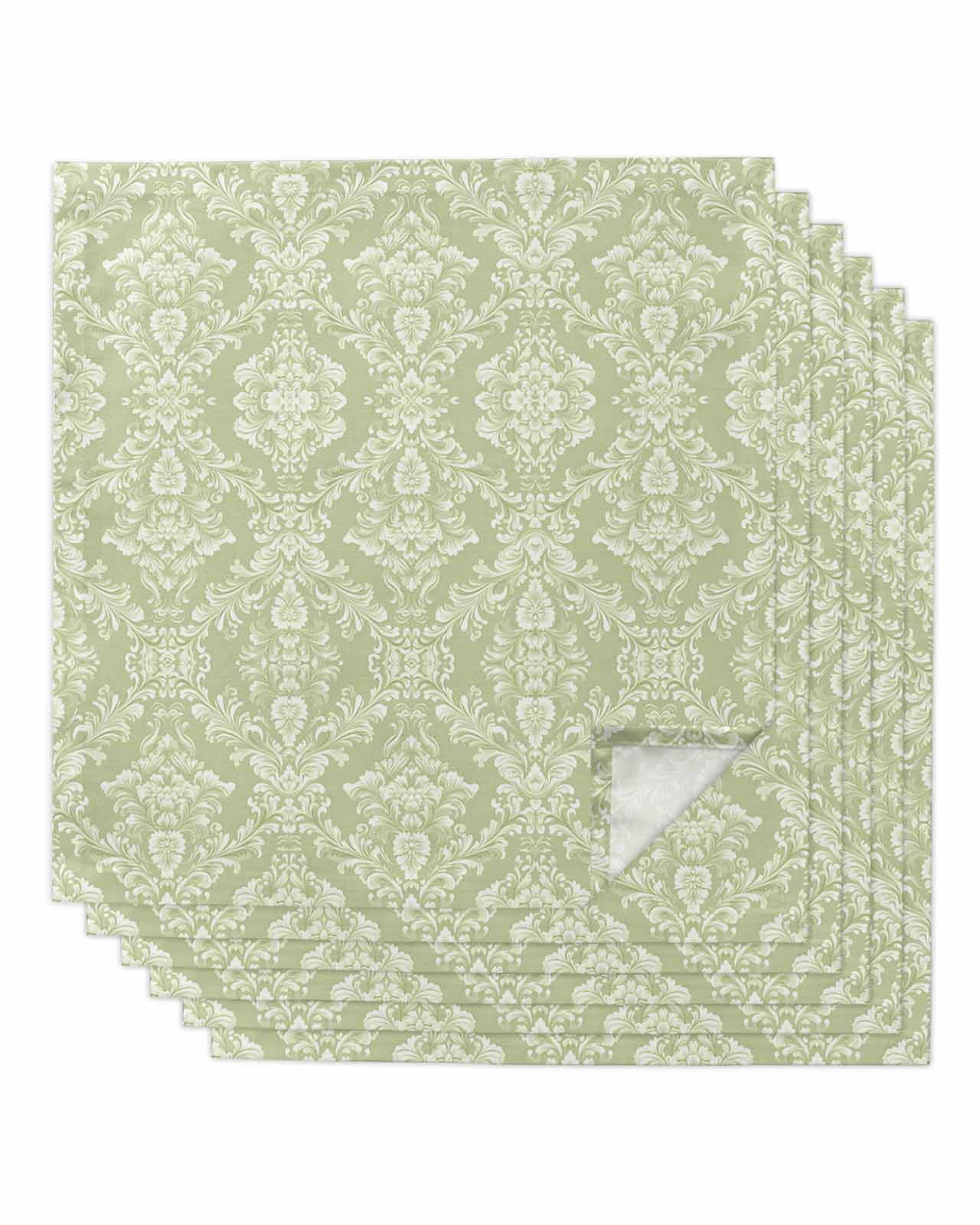 nqOlkjepod Sage Green Boho Floral Cloth Napkins Set of 6 Reusable ...
