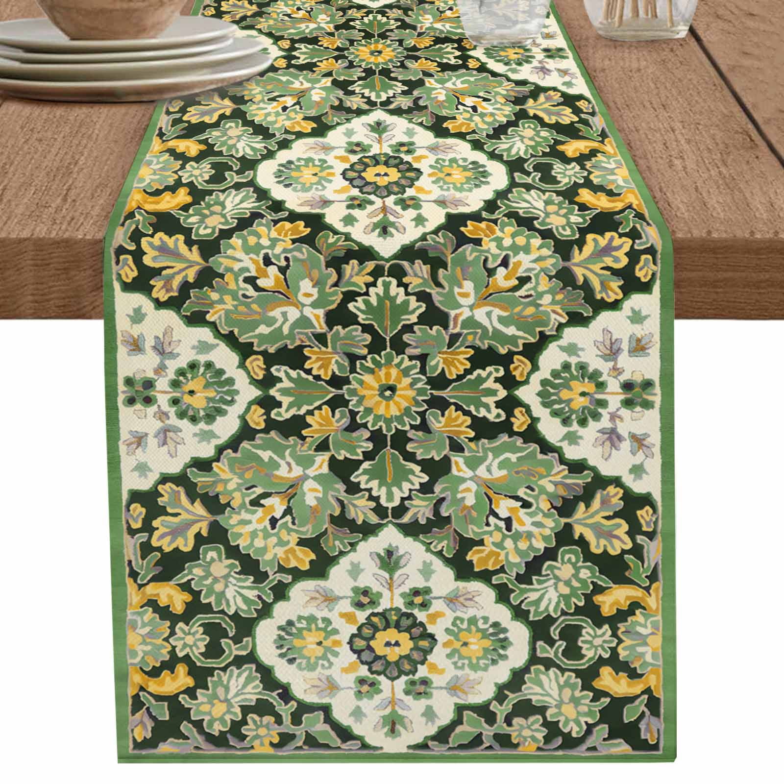 nqOlkjepod Sage Green Boho Table Runner 36 Inches Long Farmhouse Dress Scarves, Rustic Southwest ...