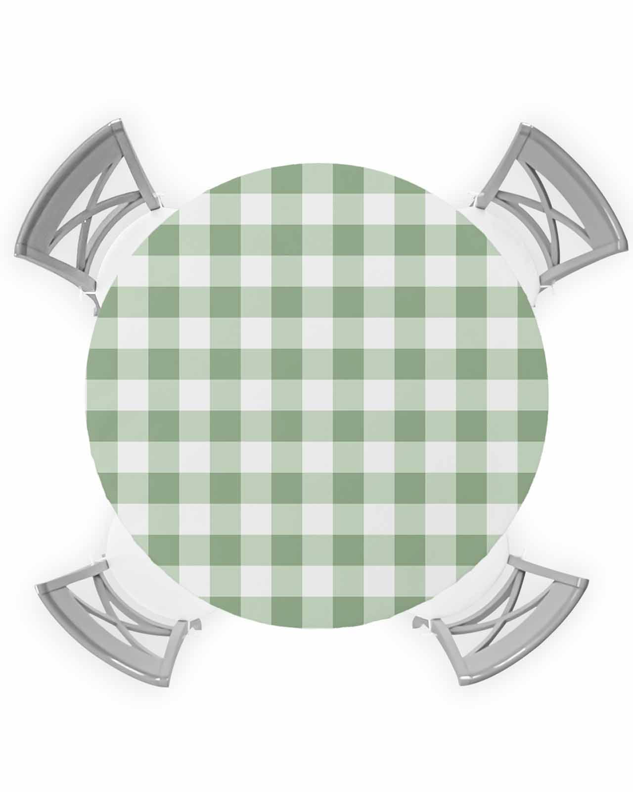 nqOlkjepod Sage Green Buffalo Plaid Round Tablecloth, Fitted Table ...