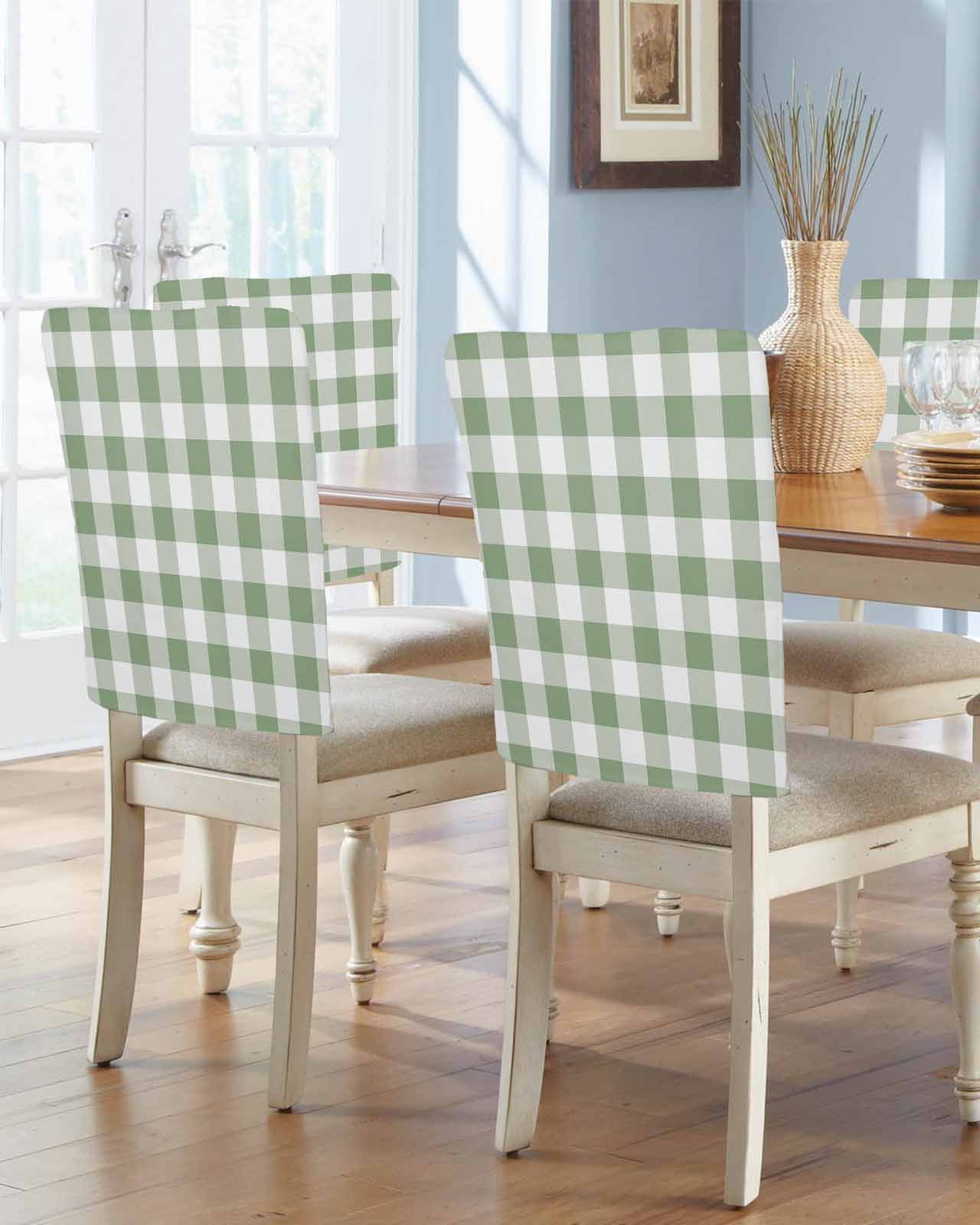 nqOlkjepod Sage Green Checkered Chair Covers Set of 6, Decorative Chair ...