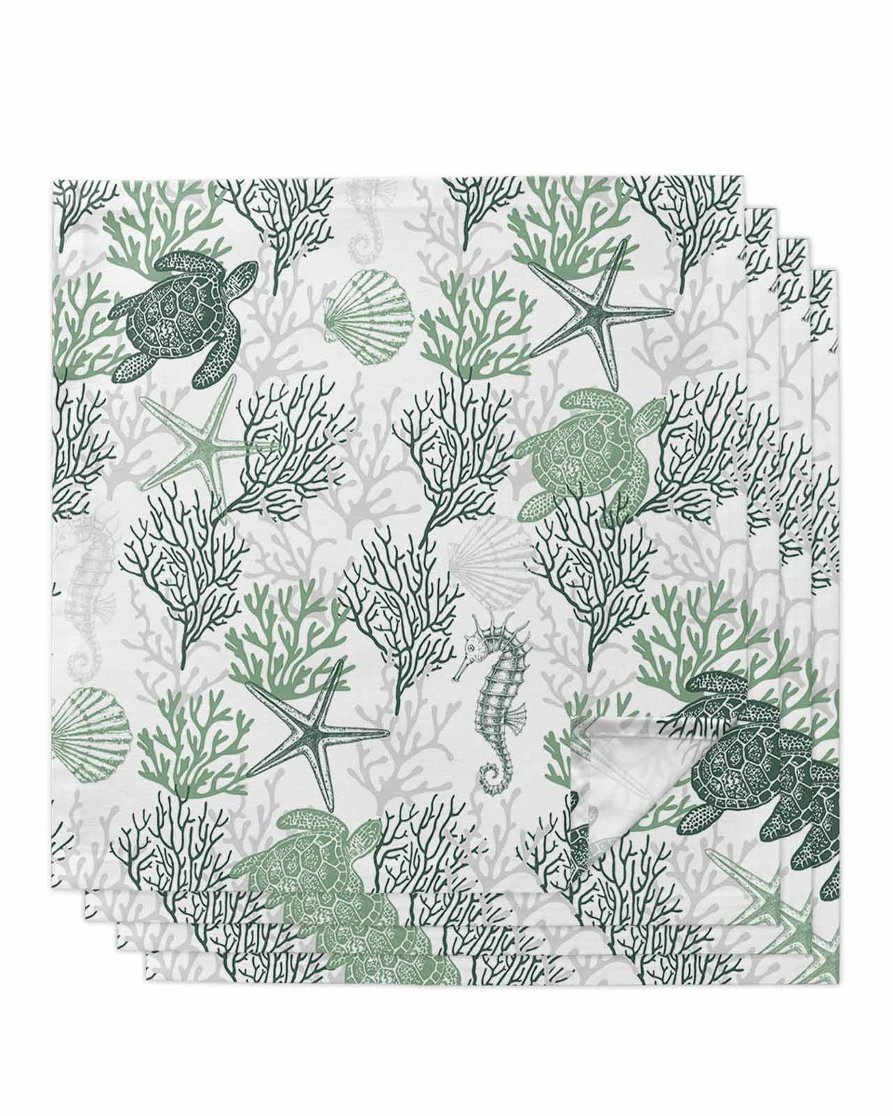 nqOlkjepod Sage Green Coastal Cloth Napkins Set of 4 Reusable Dinner ...