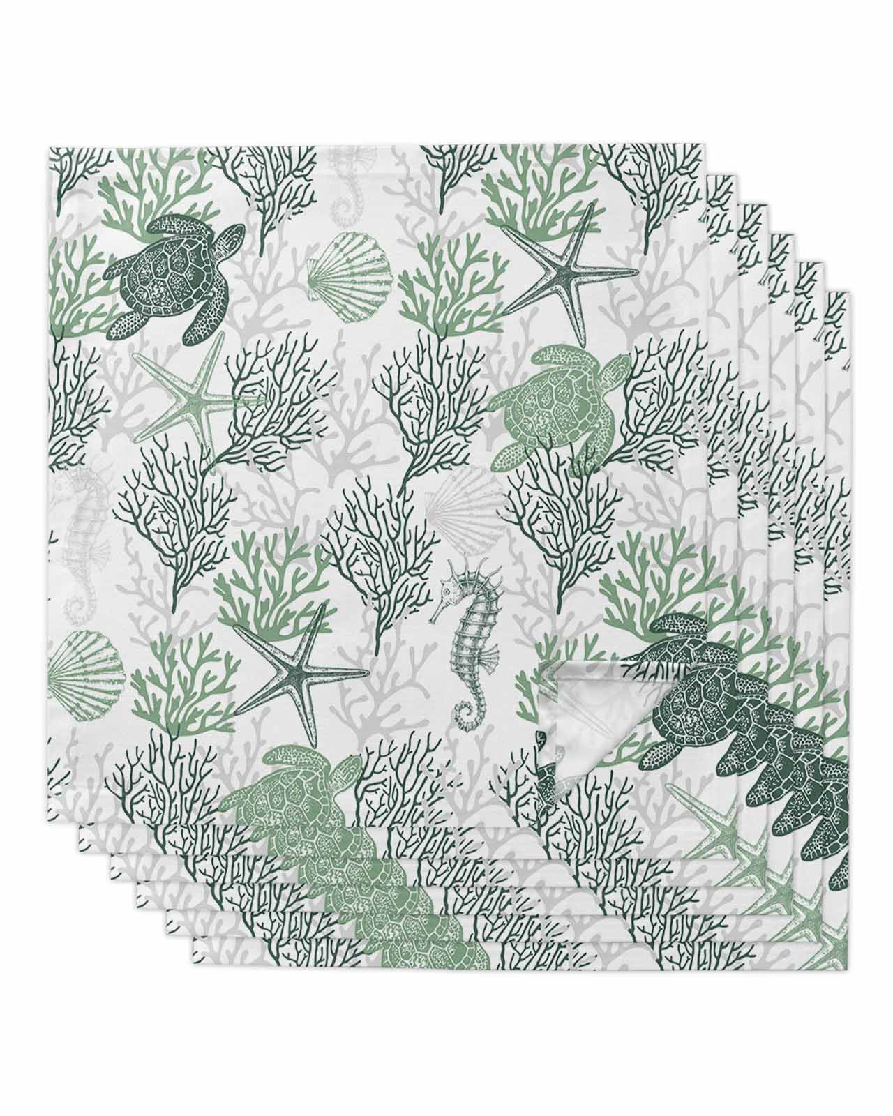 nqOlkjepod Sage Green Coastal Cloth Napkins Set of 6 Reusable Dinner ...