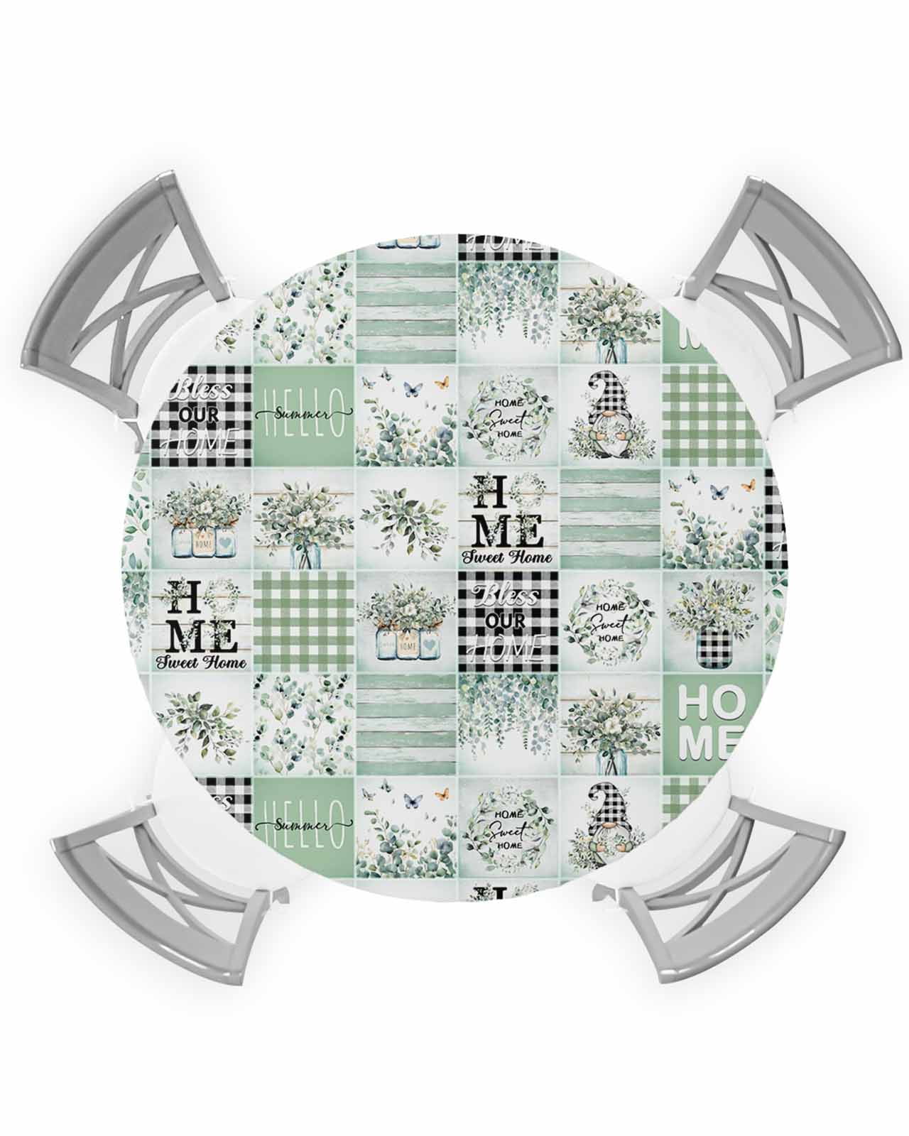 nqOlkjepod Sage Green Coastal Round Tablecloth, Fitted Table Cover with ...