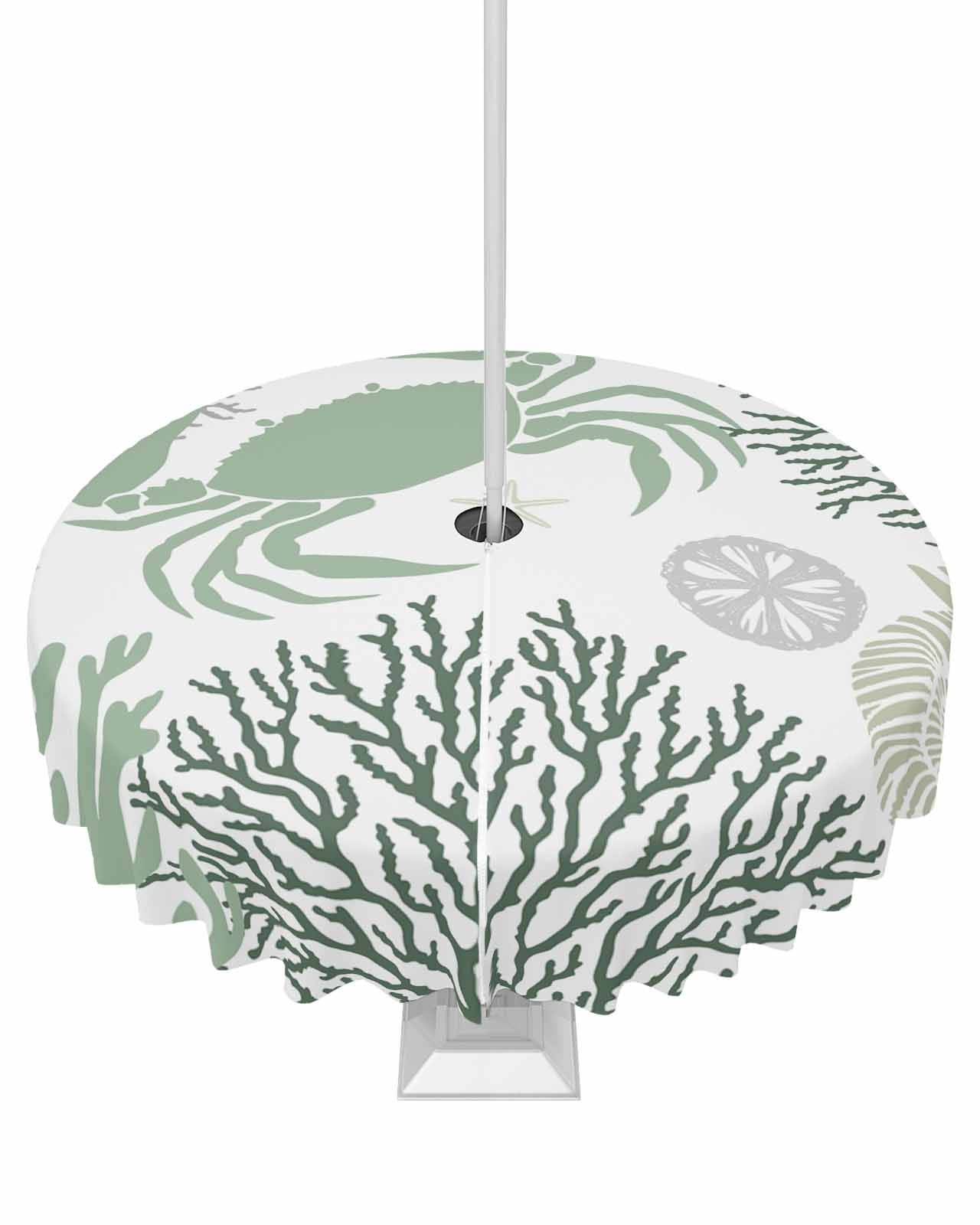 nqOlkjepod Sage Green Crab Coastal Outdoor Tablecloth with Umbrella ...
