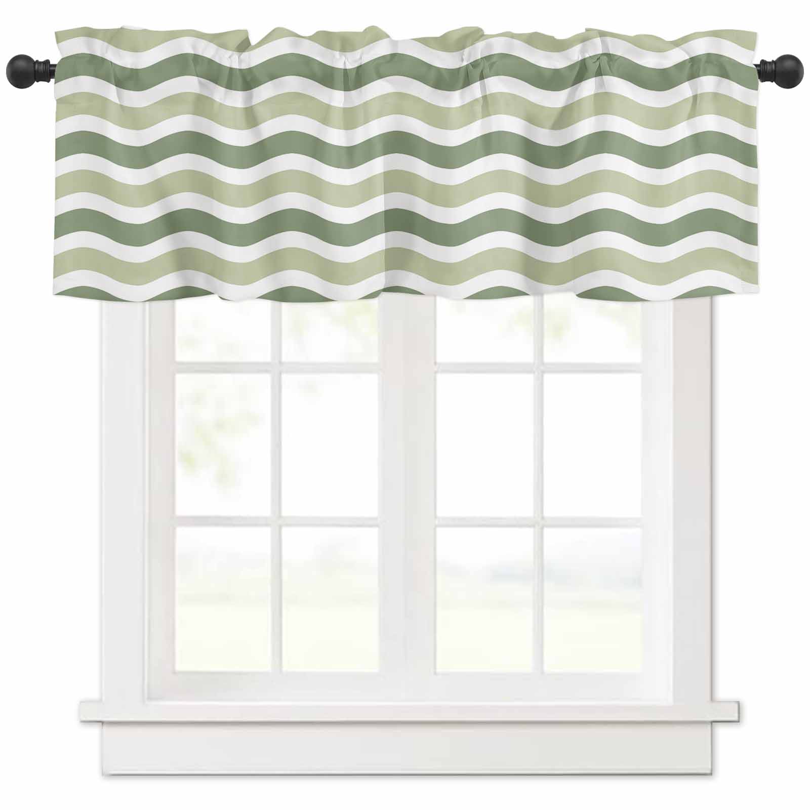 nqOlkjepod Sage Green Farmhouse Short Window Curtain Valances, Abstract ...