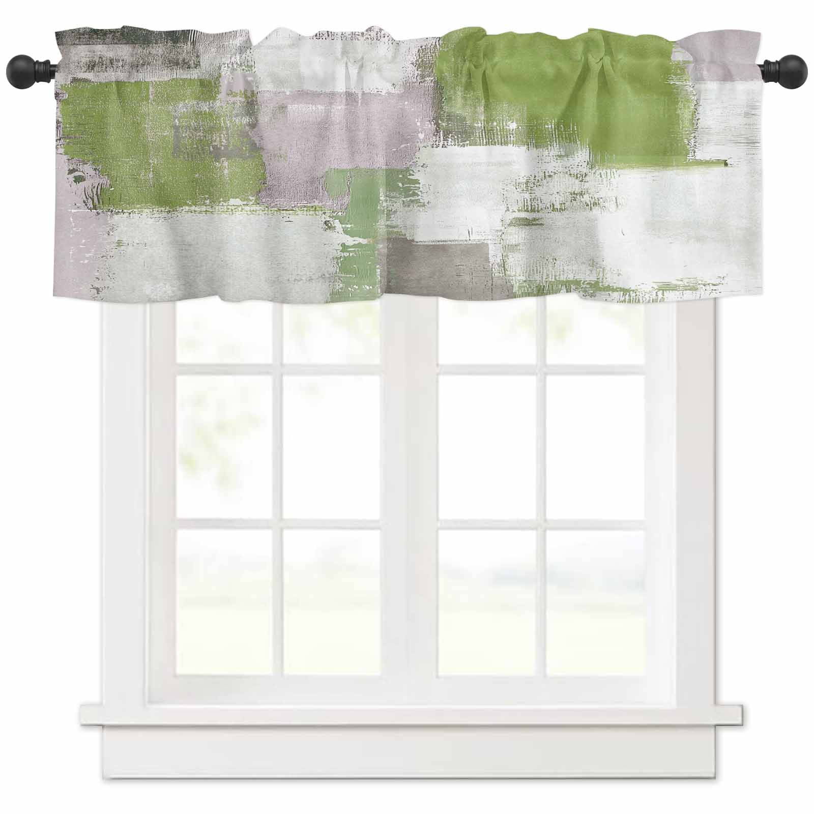 nqOlkjepod Sage Green Farmhouse Short Window Curtain Valances, Modern ...