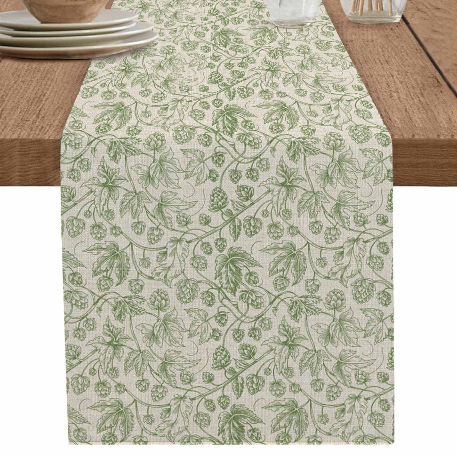 nqOlkjepod Sage Green Flowers Table Runner 36 Inches Long Farmhouse ...