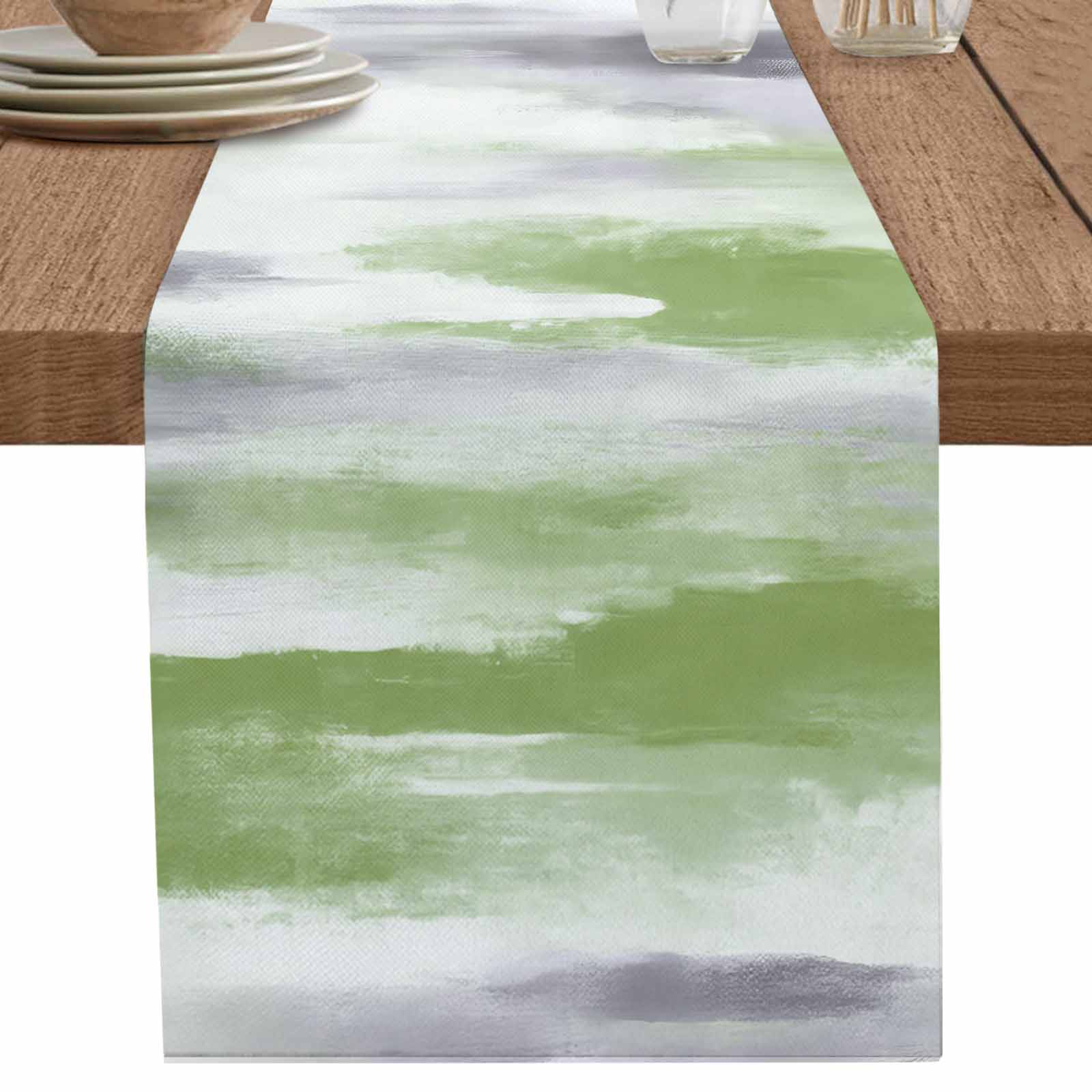 nqOlkjepod Sage Green Gray Table Runner 72 Inches Long Farmhouse Dress ...