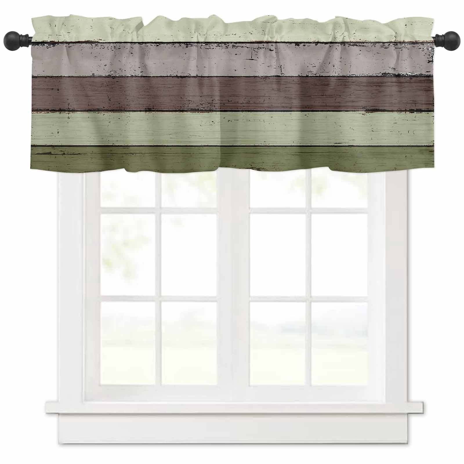 nqOlkjepod Sage Green Grey Farmhouse Short Window Curtain Valances ...