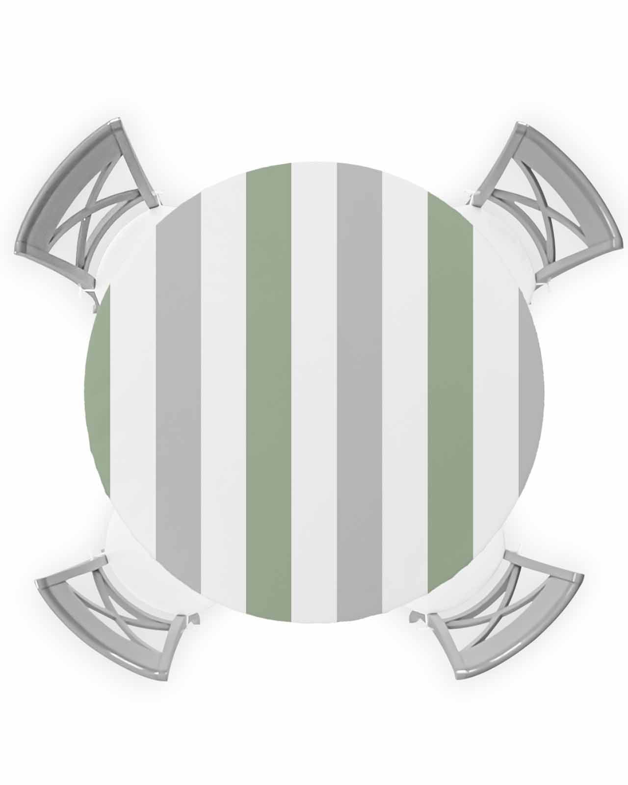 nqOlkjepod Sage Green Grey Stripe Round Tablecloth, Fitted Table Cover ...