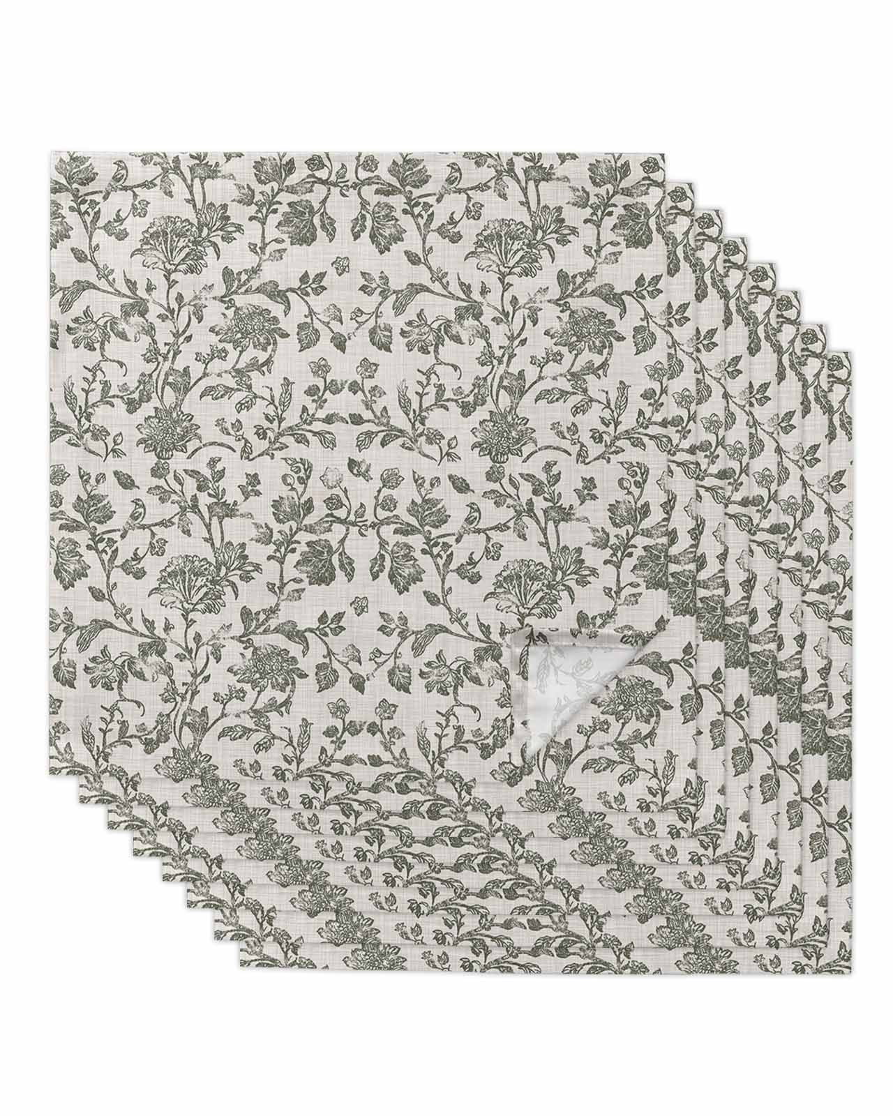 nqOlkjepod Sage Green Leaf Cloth Napkins Set of 8 Reusable Dinner ...