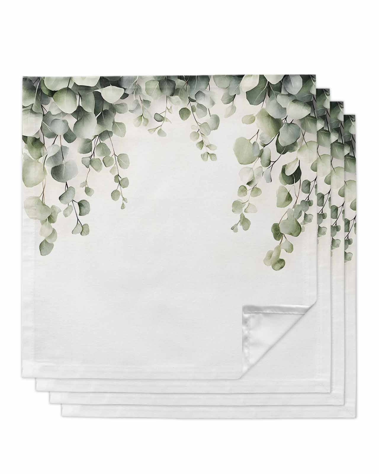 nqOlkjepod Sage Green Leaves Cloth Napkins Set of 4 Reusable Dinner ...