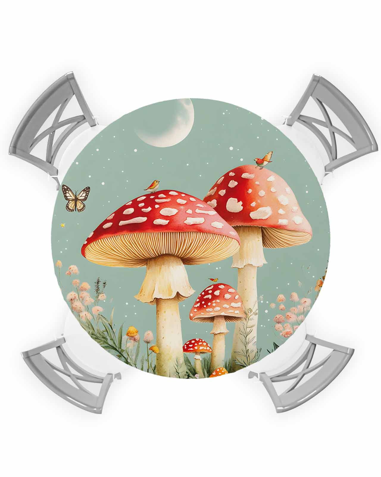 nqOlkjepod Sage Green Mushroom Round Tablecloth, Fitted Table Cover ...